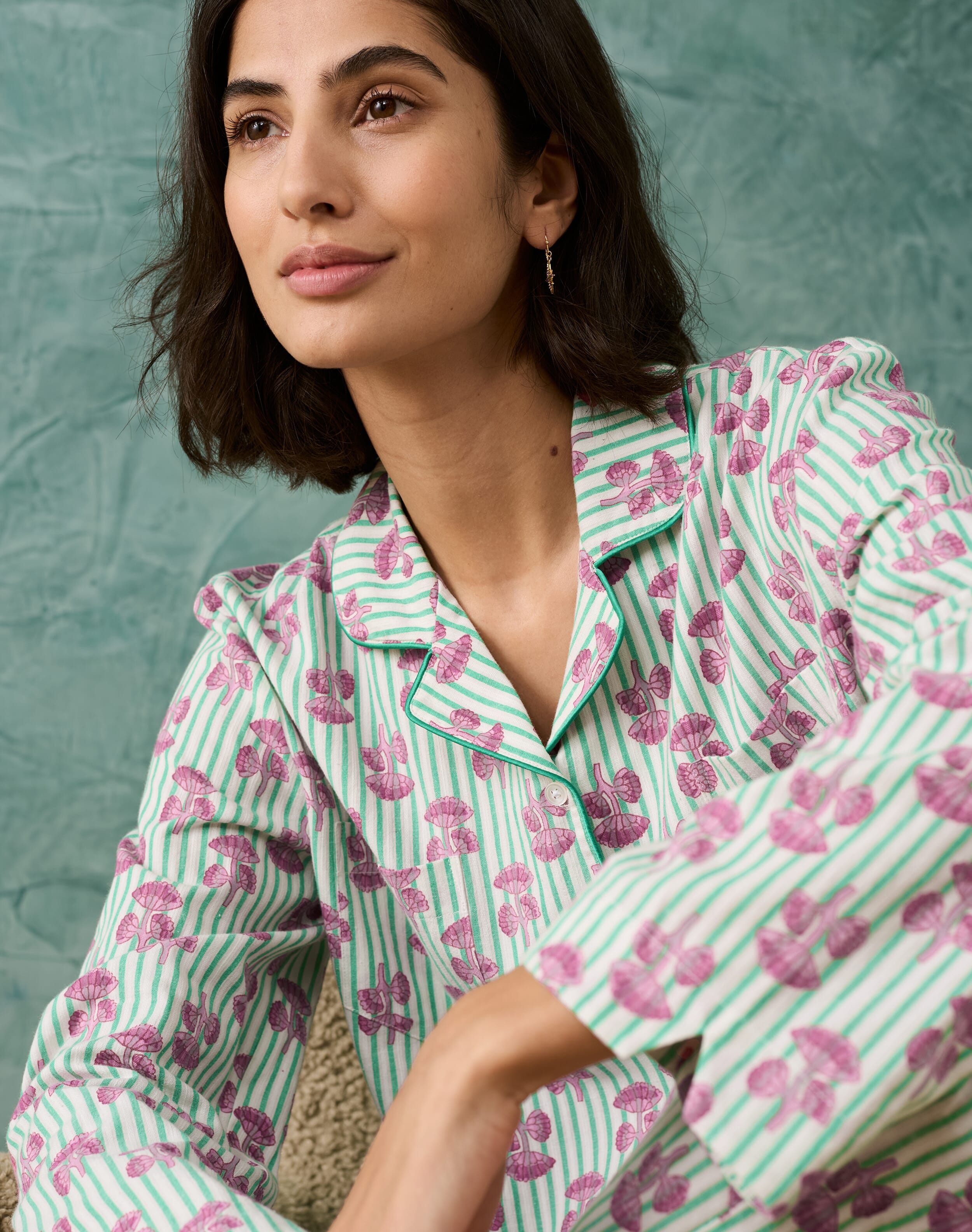 Floral & Stripe Cotton Pyjamas | Nightwear | Brora Sale