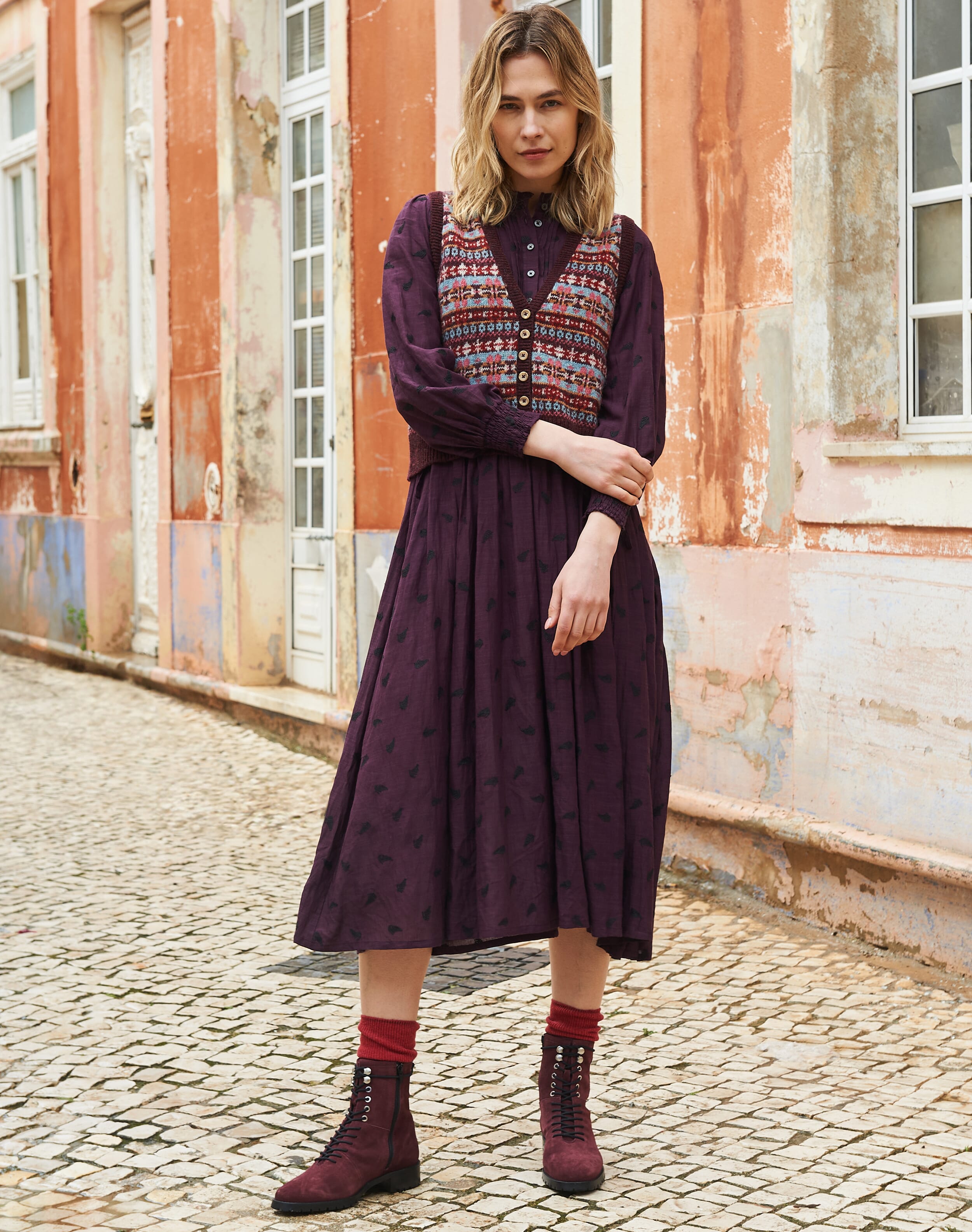 Suede Lace Up Boots in Berry | Shoes & Boots | Brora Sale