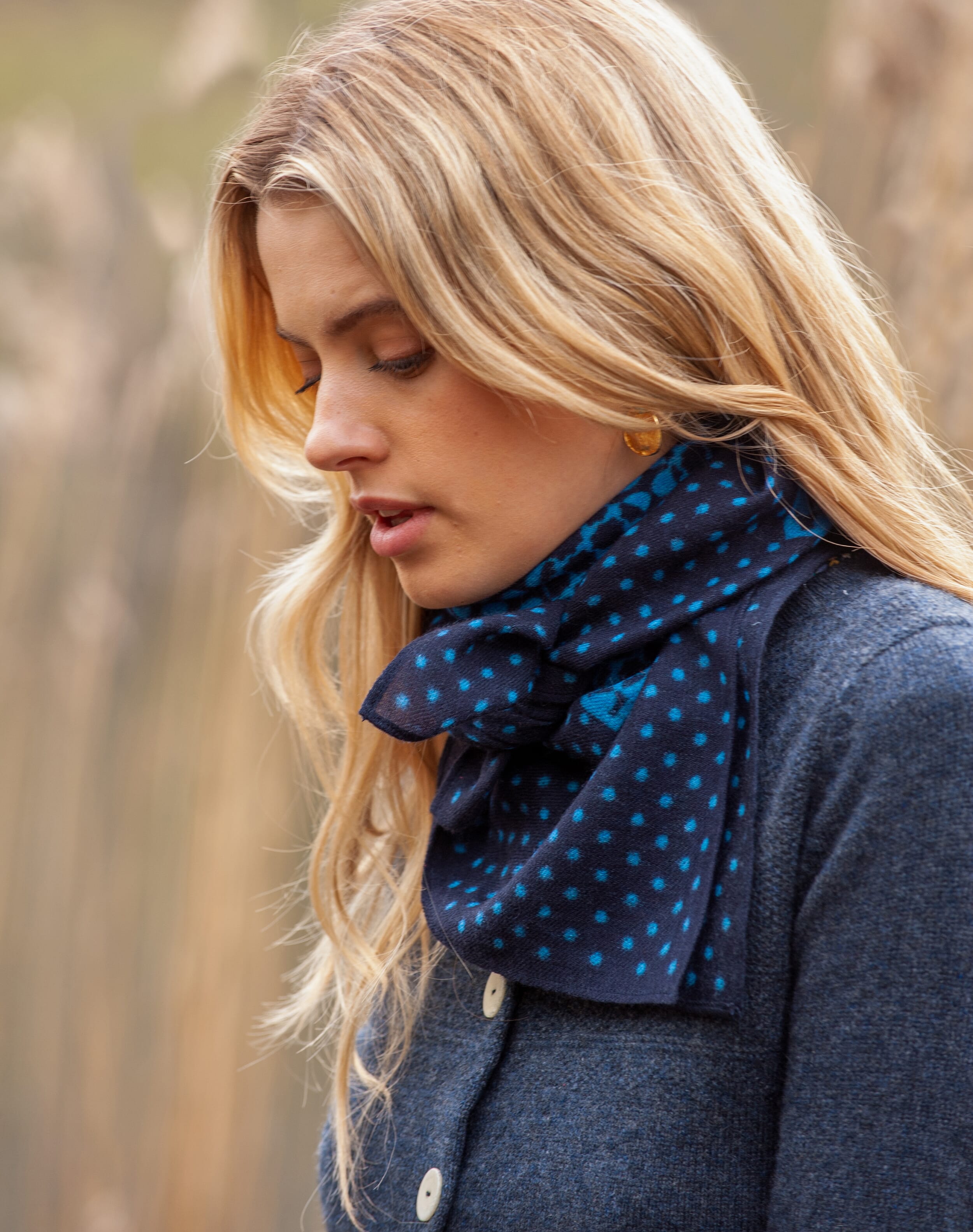 Silk Neck Tie in Lapis | Scarves | Brora