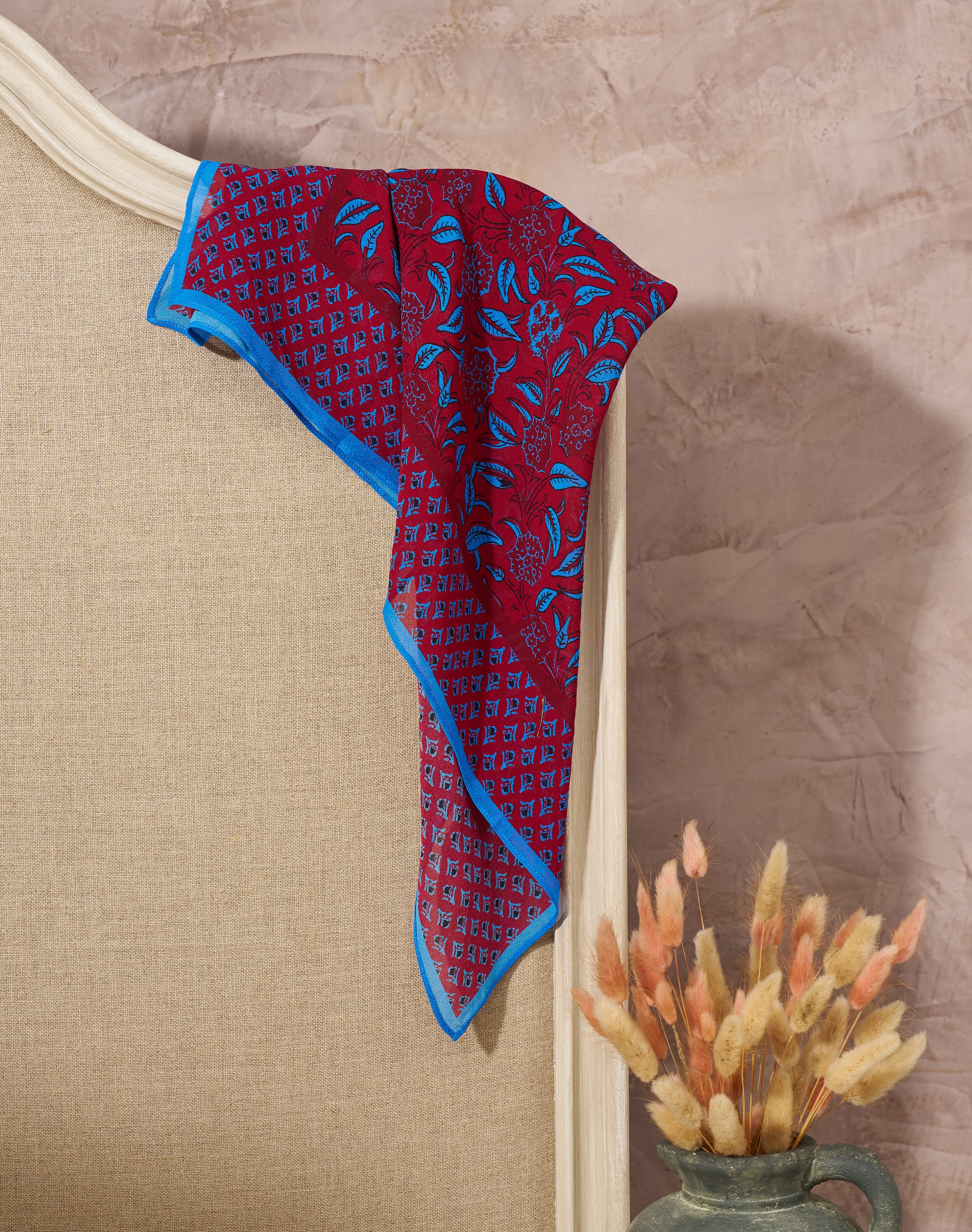 Red Silk Floral Print Square | Accessories | Brora