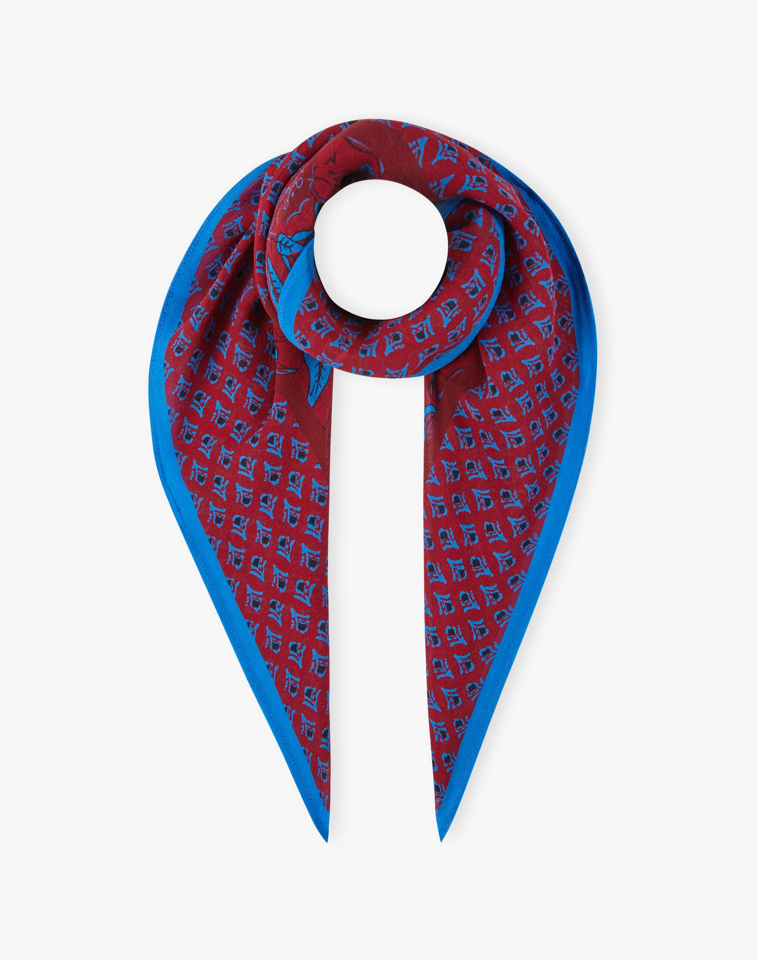 Red Silk Floral Print Square | Accessories | Brora