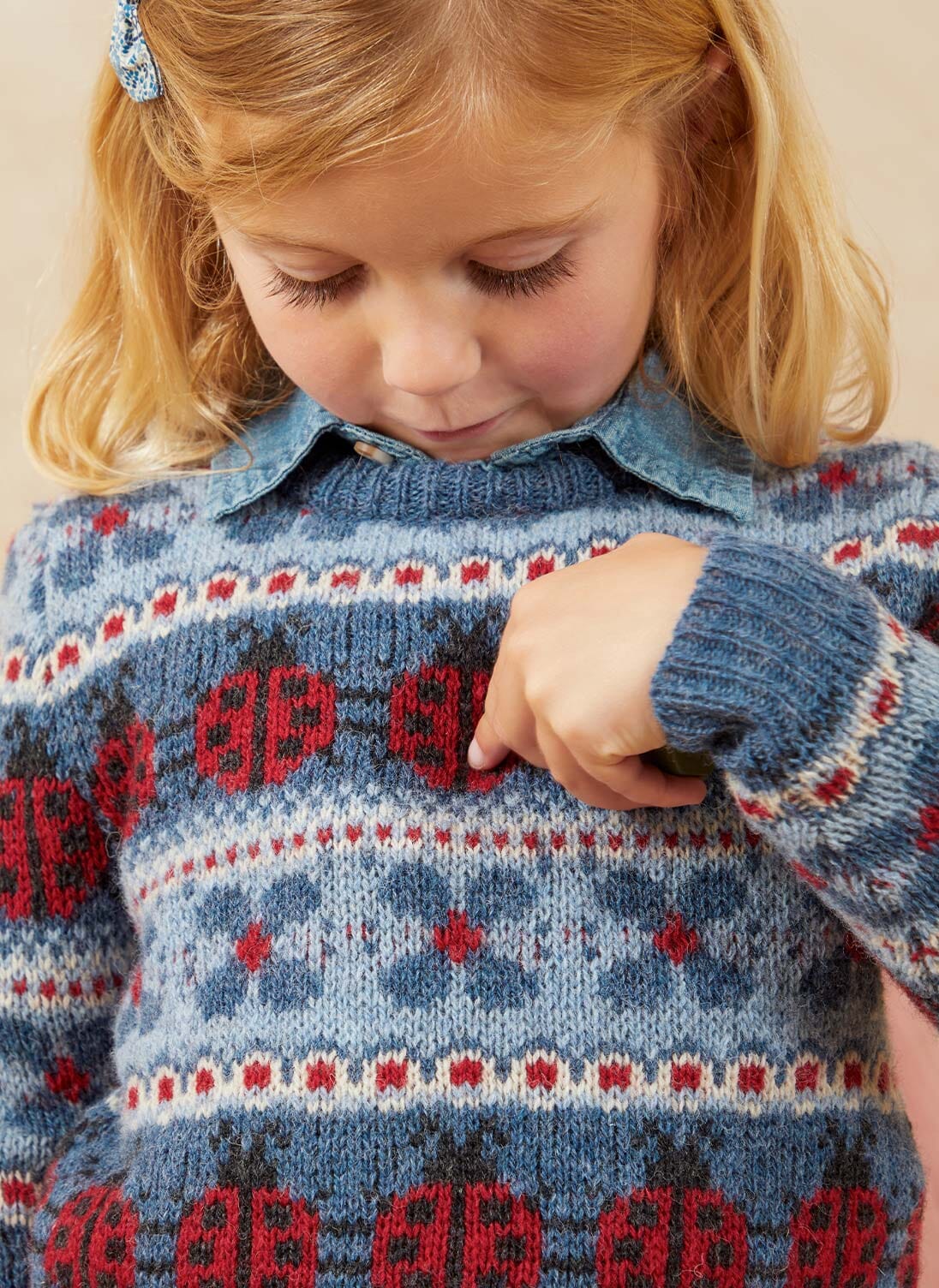 Denim Wool Ladybird Jumper | Children's Knitwear | Brora