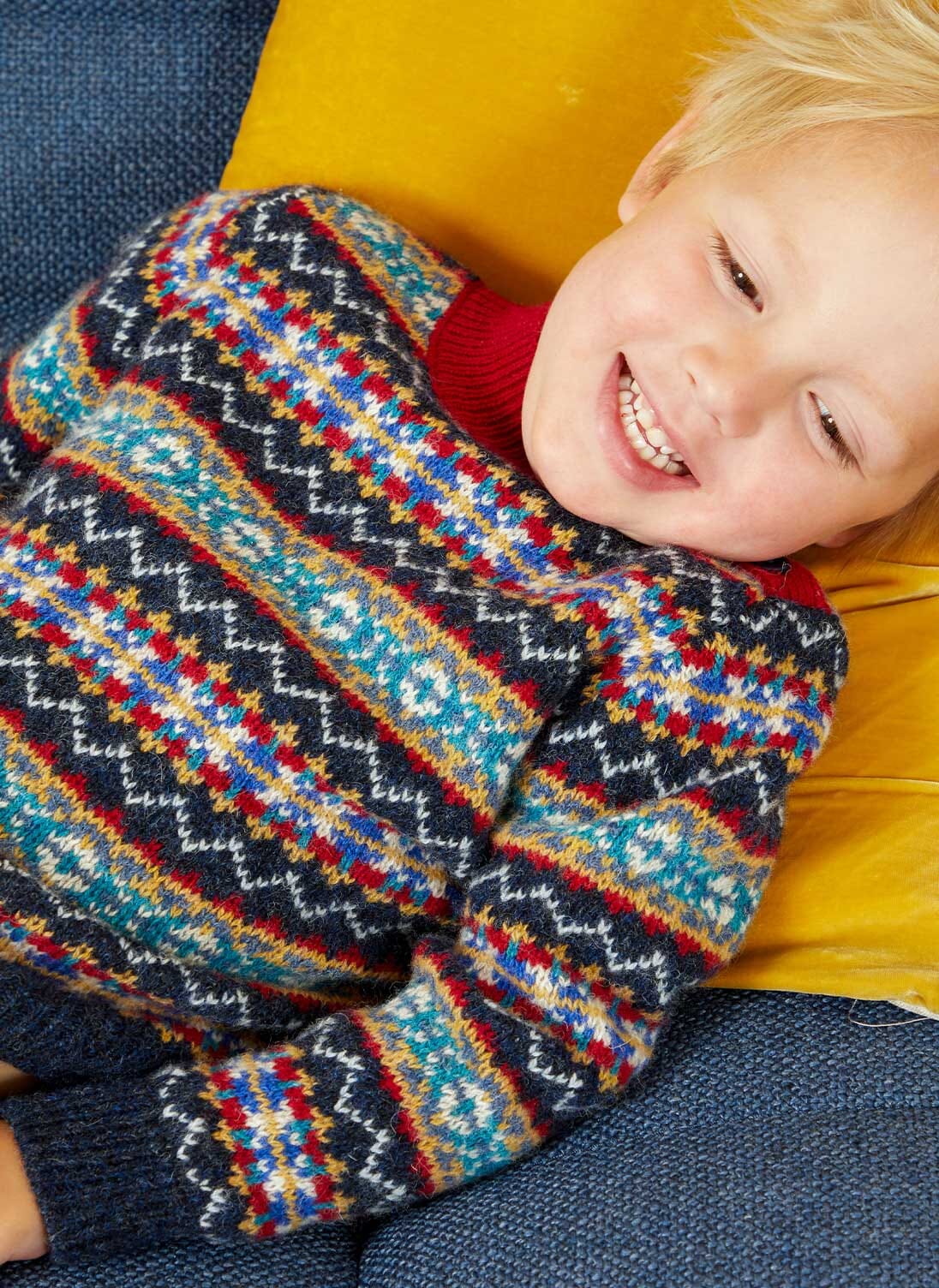Children's Navy Wool Fair Isle Jumper | Wool Knitwear | Brora