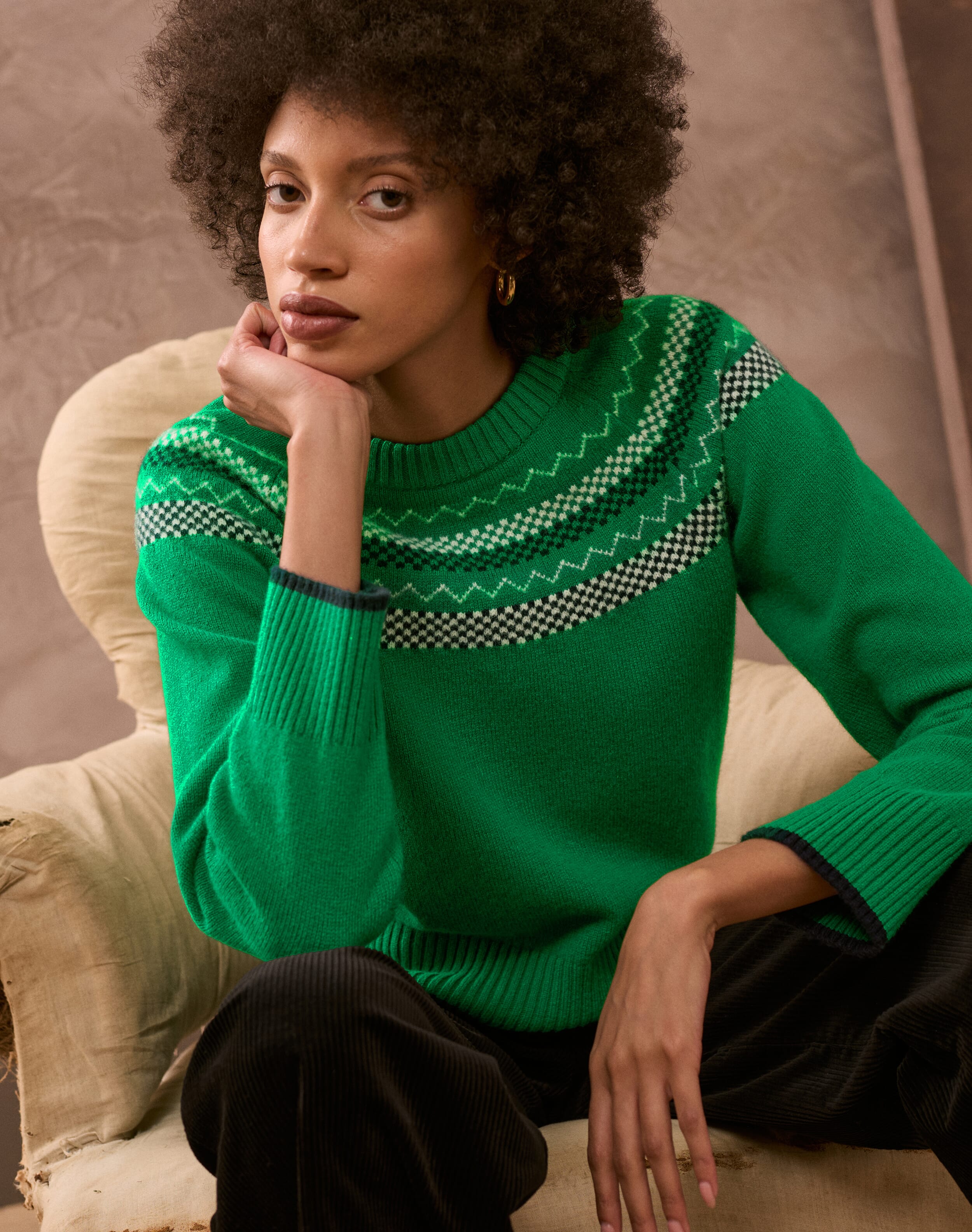 Supersoft Lambswool Graphic Jumper in Lizard | SKYE by Brora