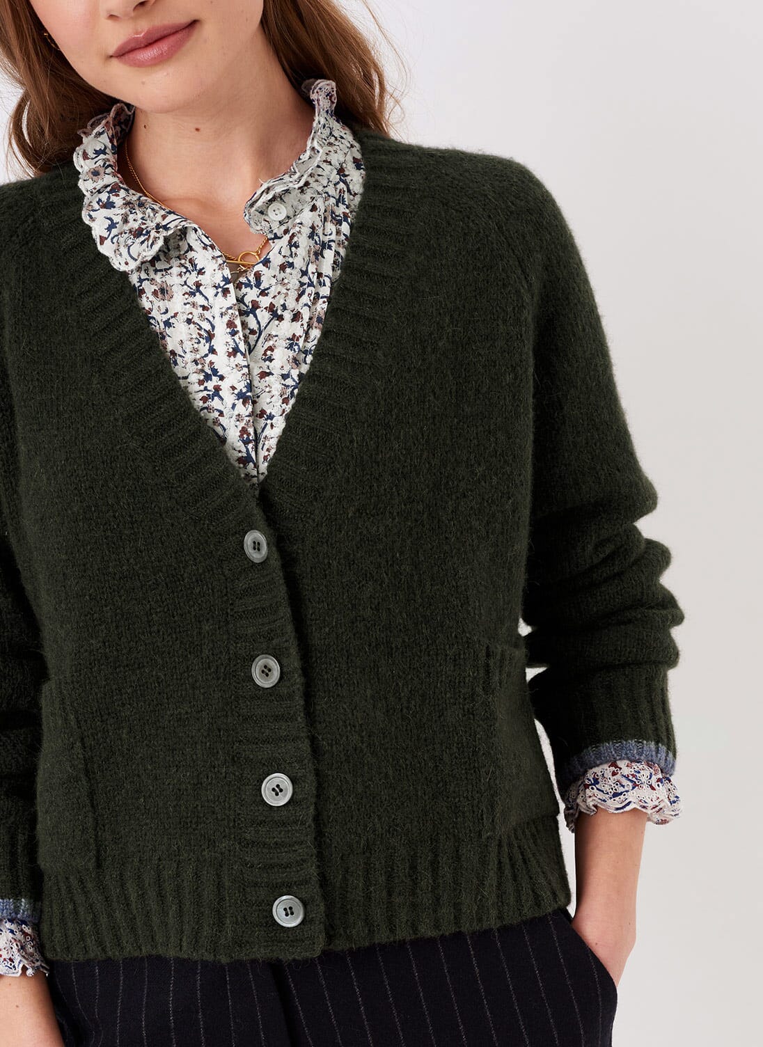 Forest Alpaca V Neck Cardigan | Women's Alpaca Cardigans | Brora
