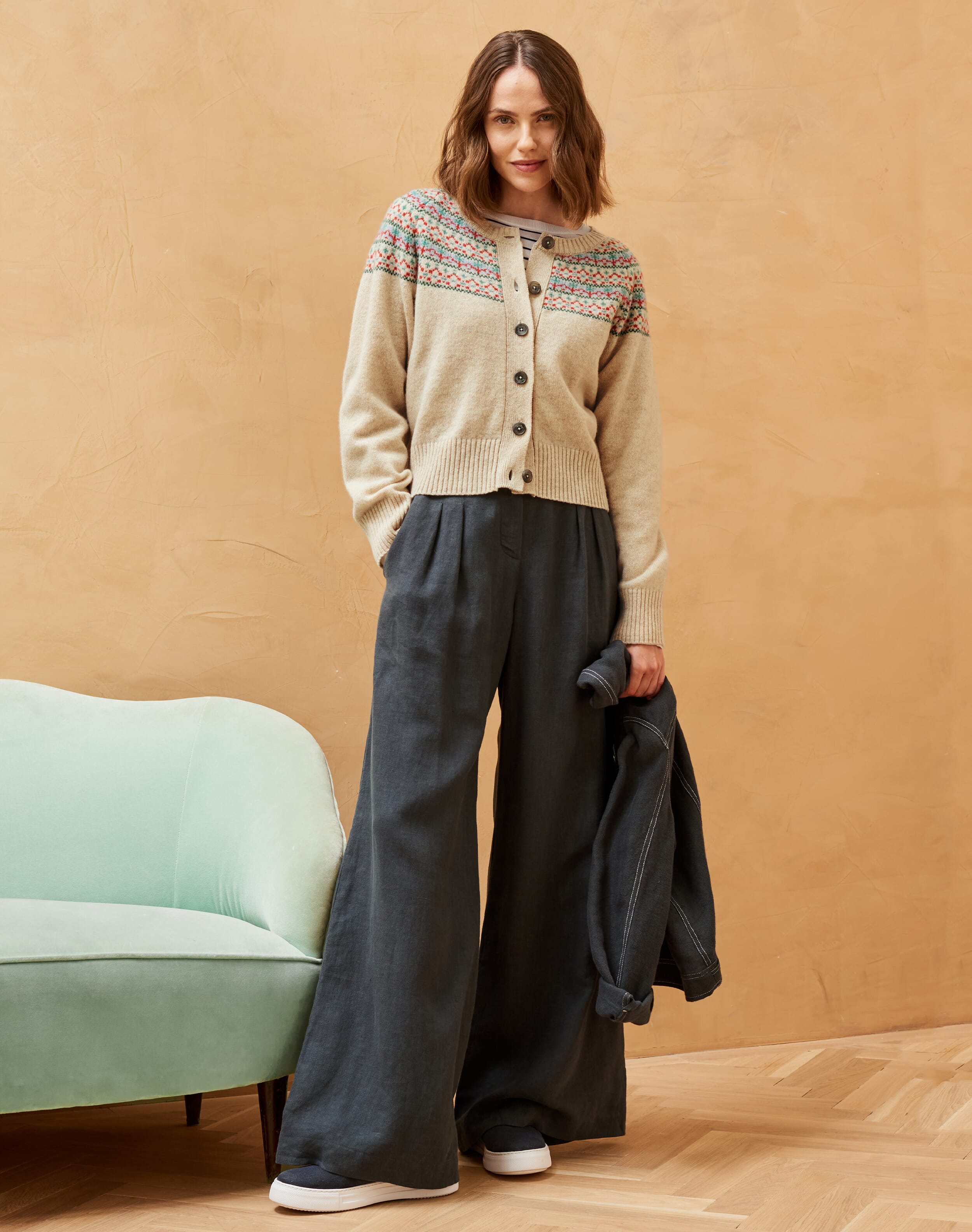 Merino Fair Isle Yoke Cardigan | Women's Cardigans | Brora Fashion