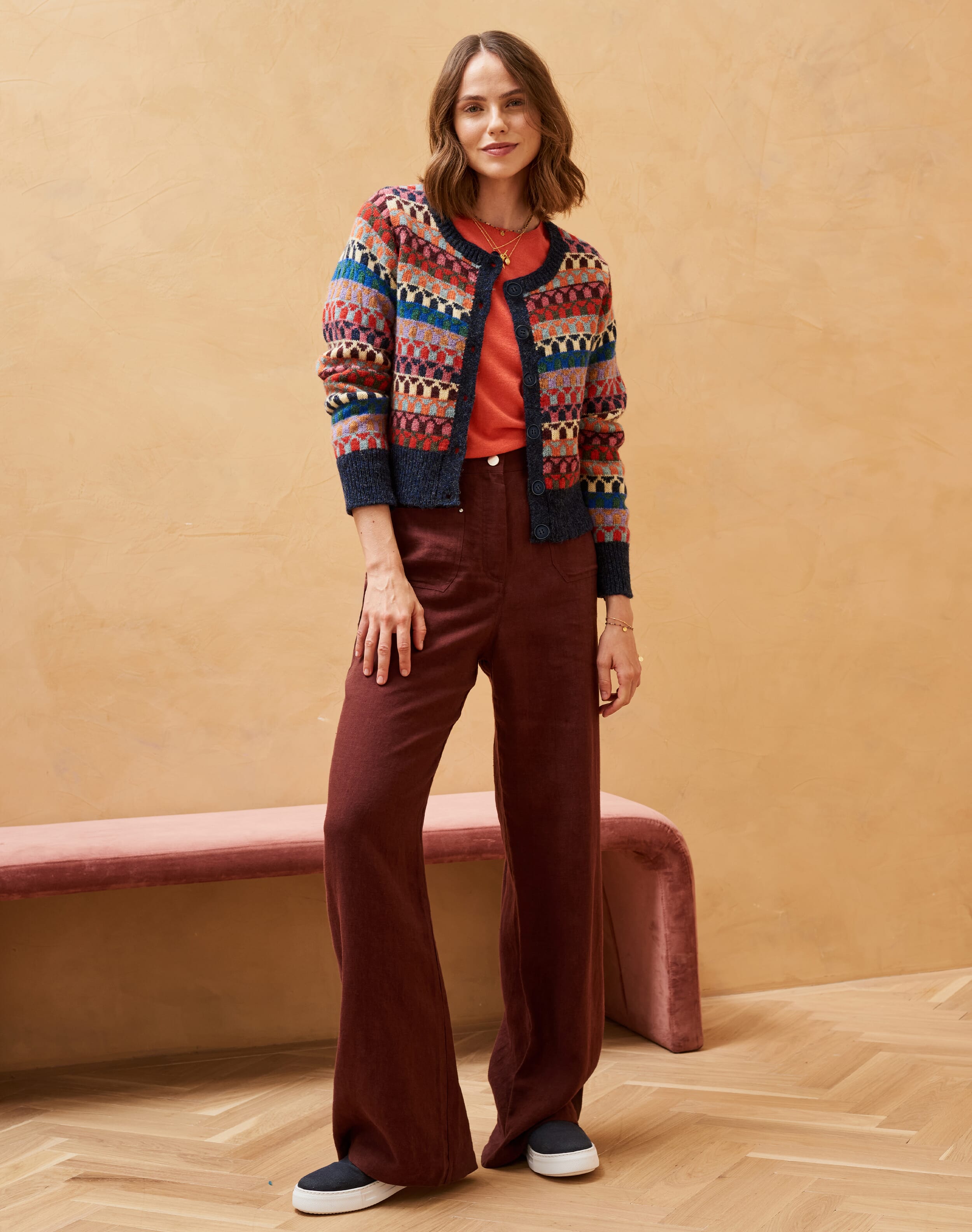 Navy Wool Folk Cardigan | Women's Cardigans | Brora Fashion