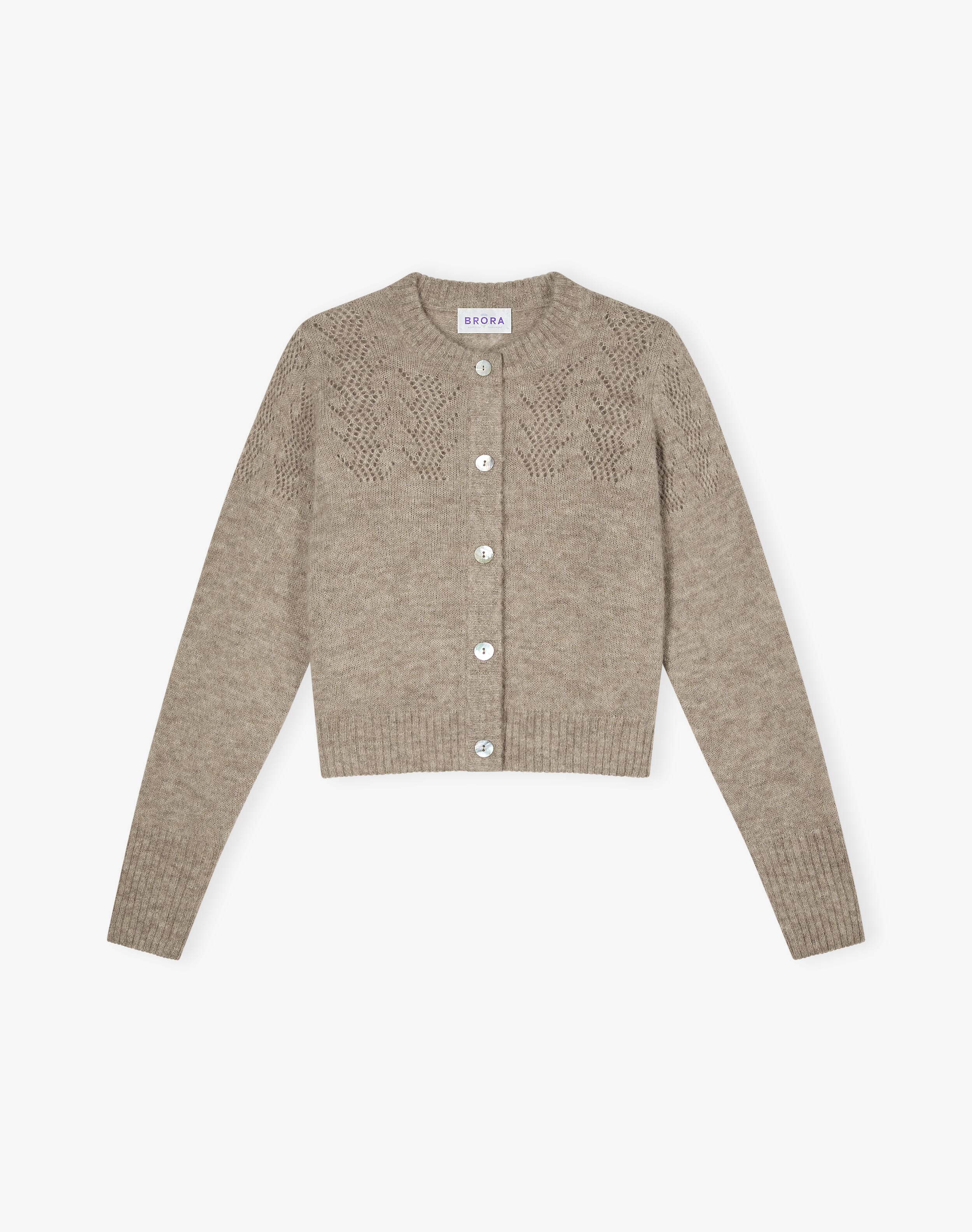 Alpaca Textured Cardigan in Fawn | Women's Cardigans | Brora