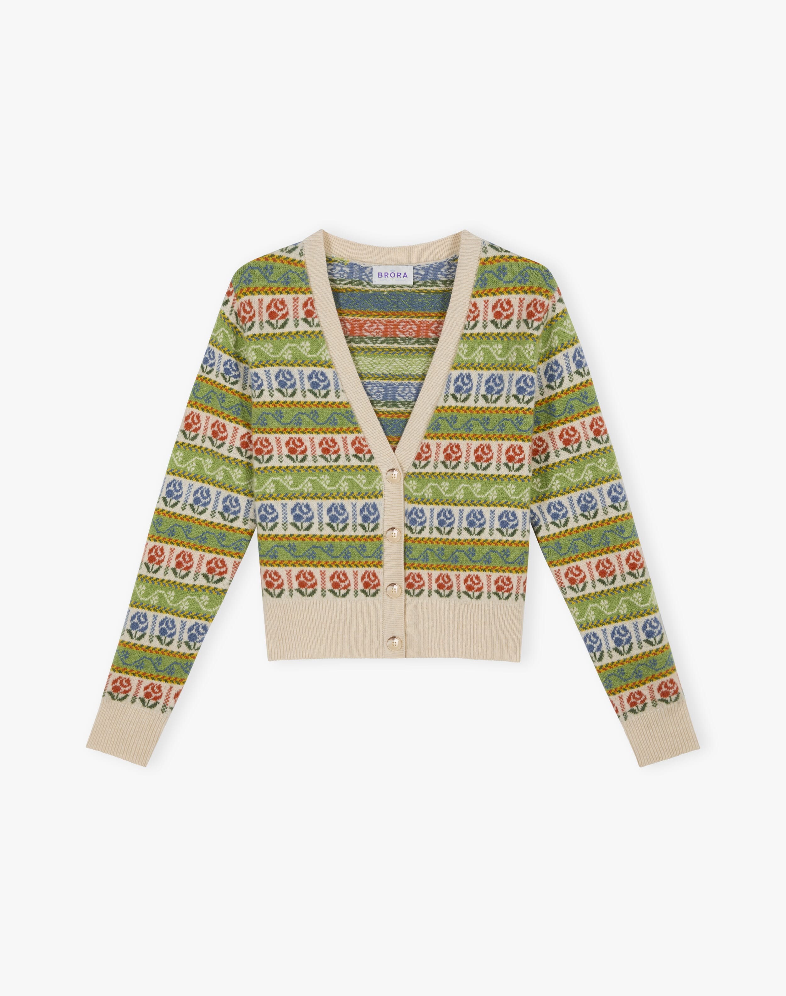 Almond Supersoft Lambswool Fair Isle Cardigan | Ladies | Brora