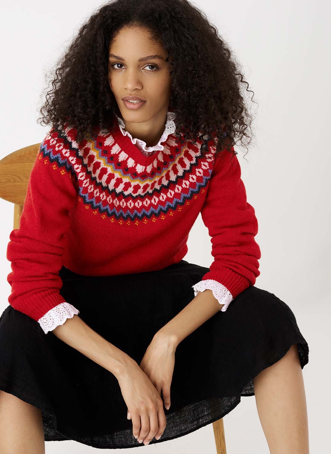 Flame Supersoft Lambswool Fair Isle Jumper | Jumpers | Brora UK