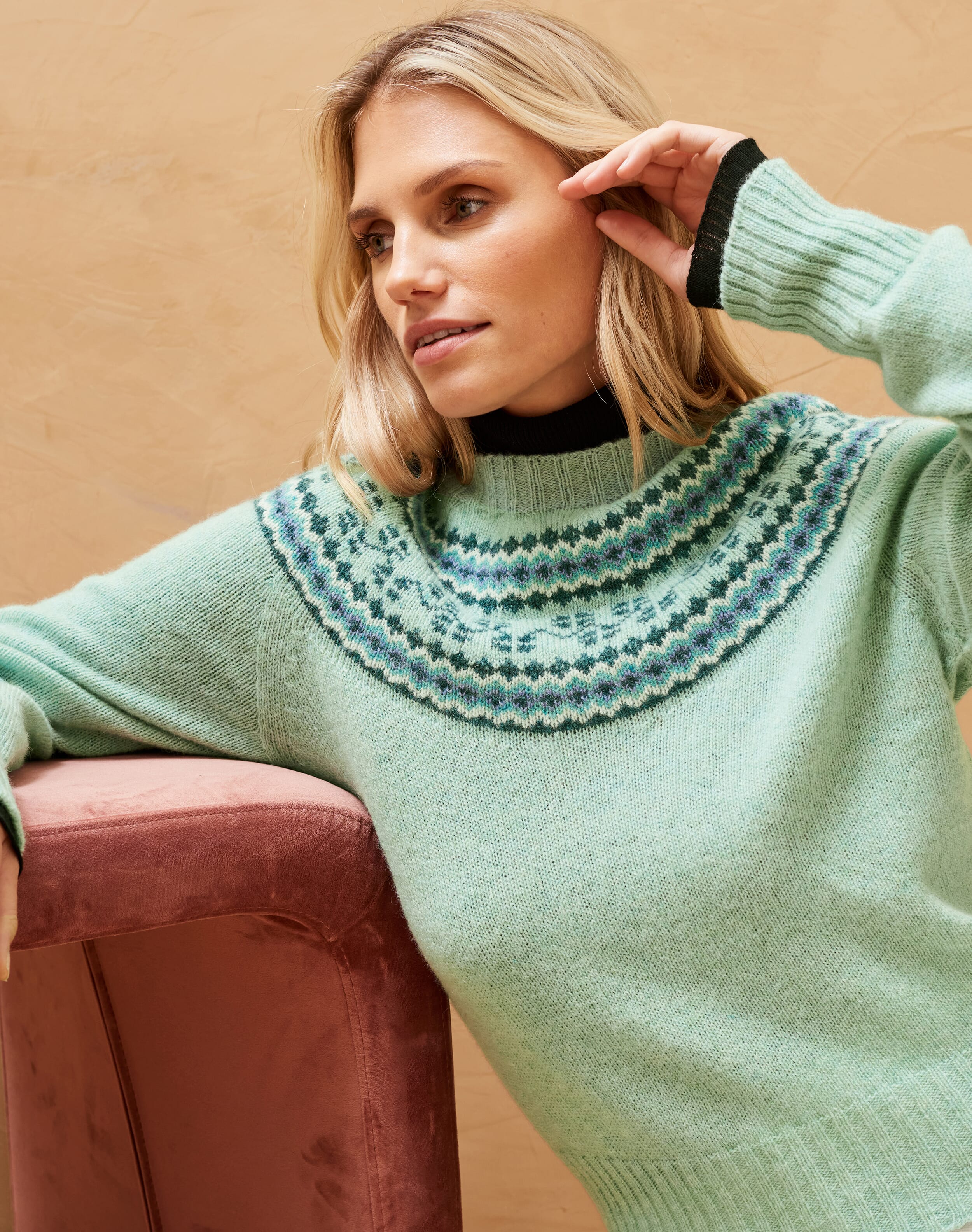 Merino Lambswool Fair Isle Yoke Jumper | Women's Jumpers | Brora Fashion
