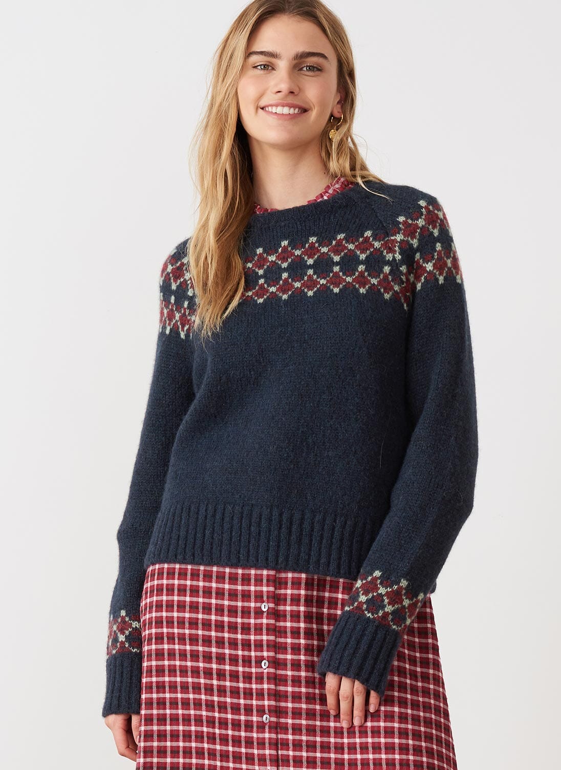 Ink Alpaca Fair Isle Yoke Jumper | Women's Jumpers | Brora