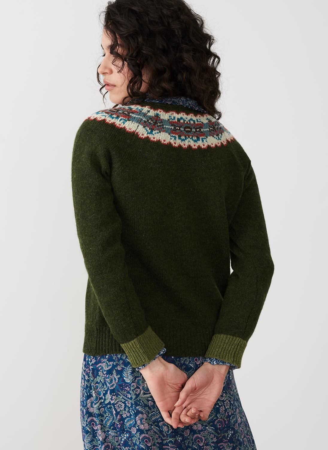 Sorrel Wool Fair Isle Yoke Jumper | Jumpers | Brora Online