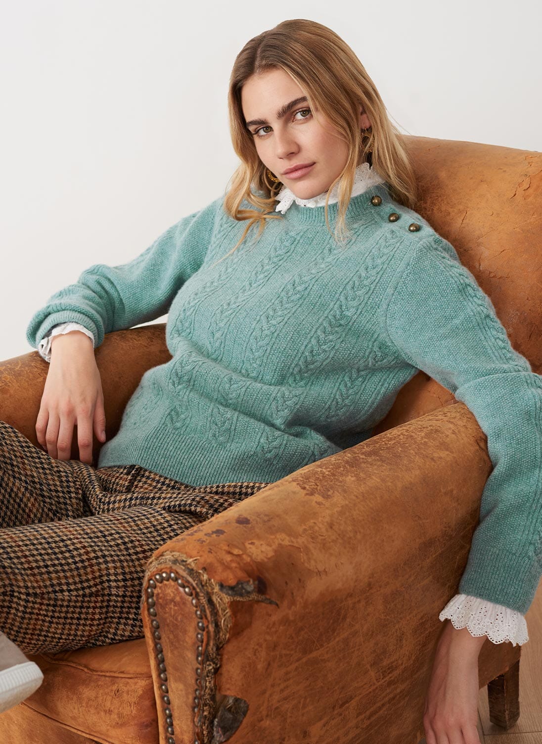 Duck Egg Supersoft Lambswool Textured Knit Jumper | Brora