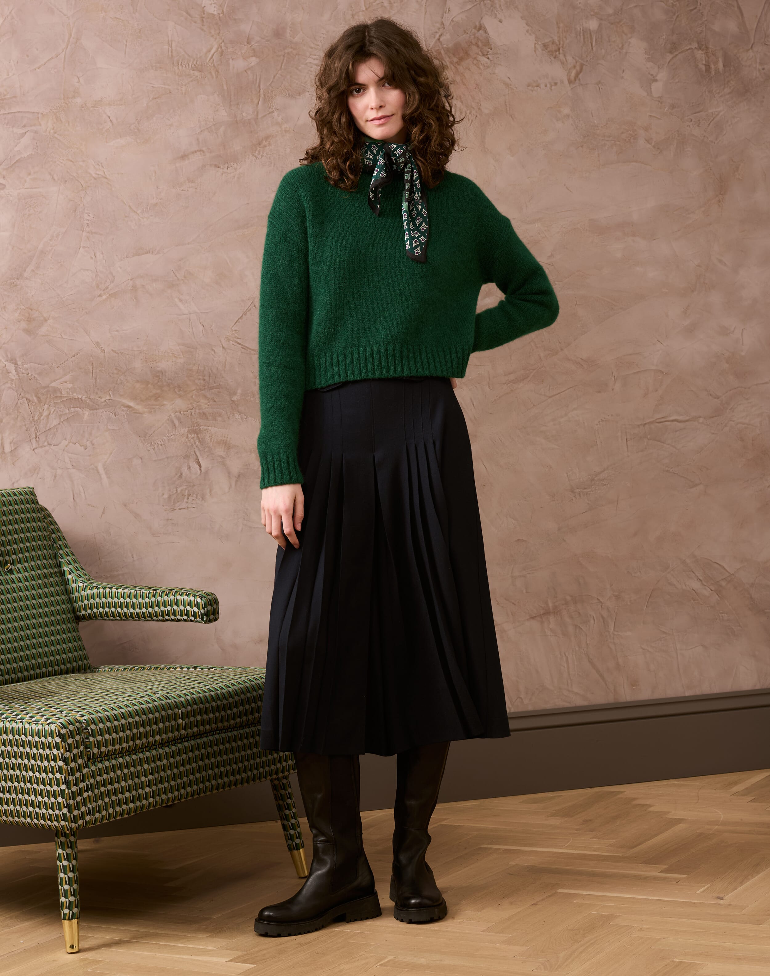 Green Alpaca Boxy Jumper | Women's Knitwear | Brora Fashion