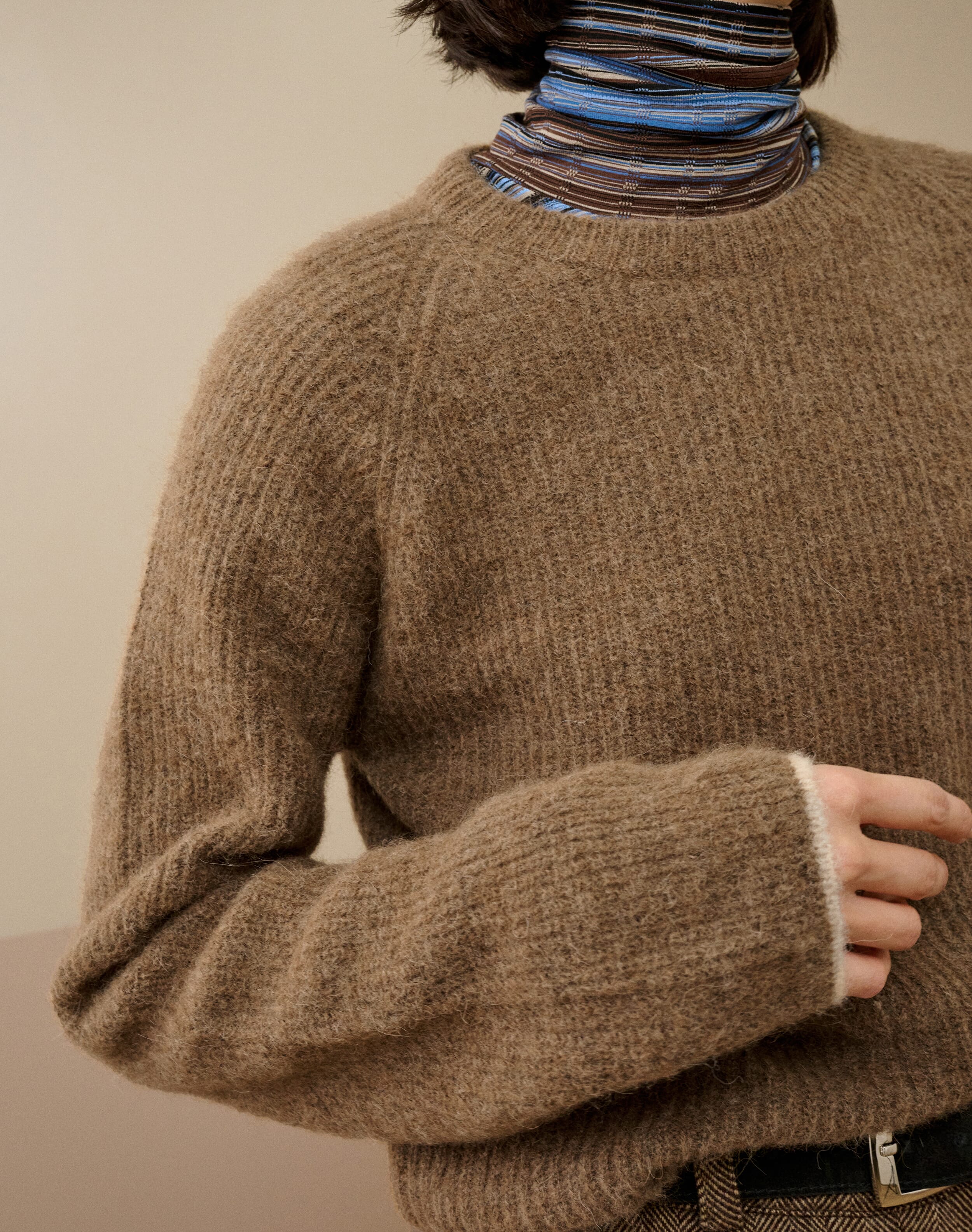 Alpaca Ribbed Jumper in Toffee | Brora Clearance | Womenswear