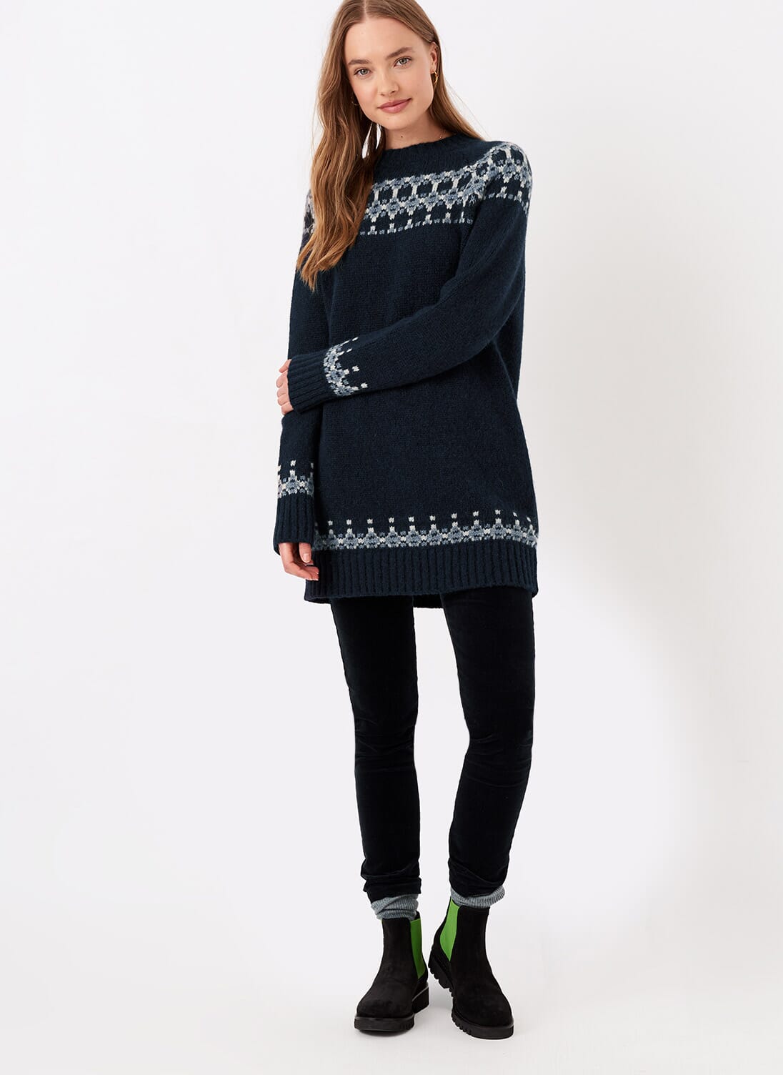 Ink Alpaca Fair Isle Yoke Jumper | Women's Jumpers | Brora