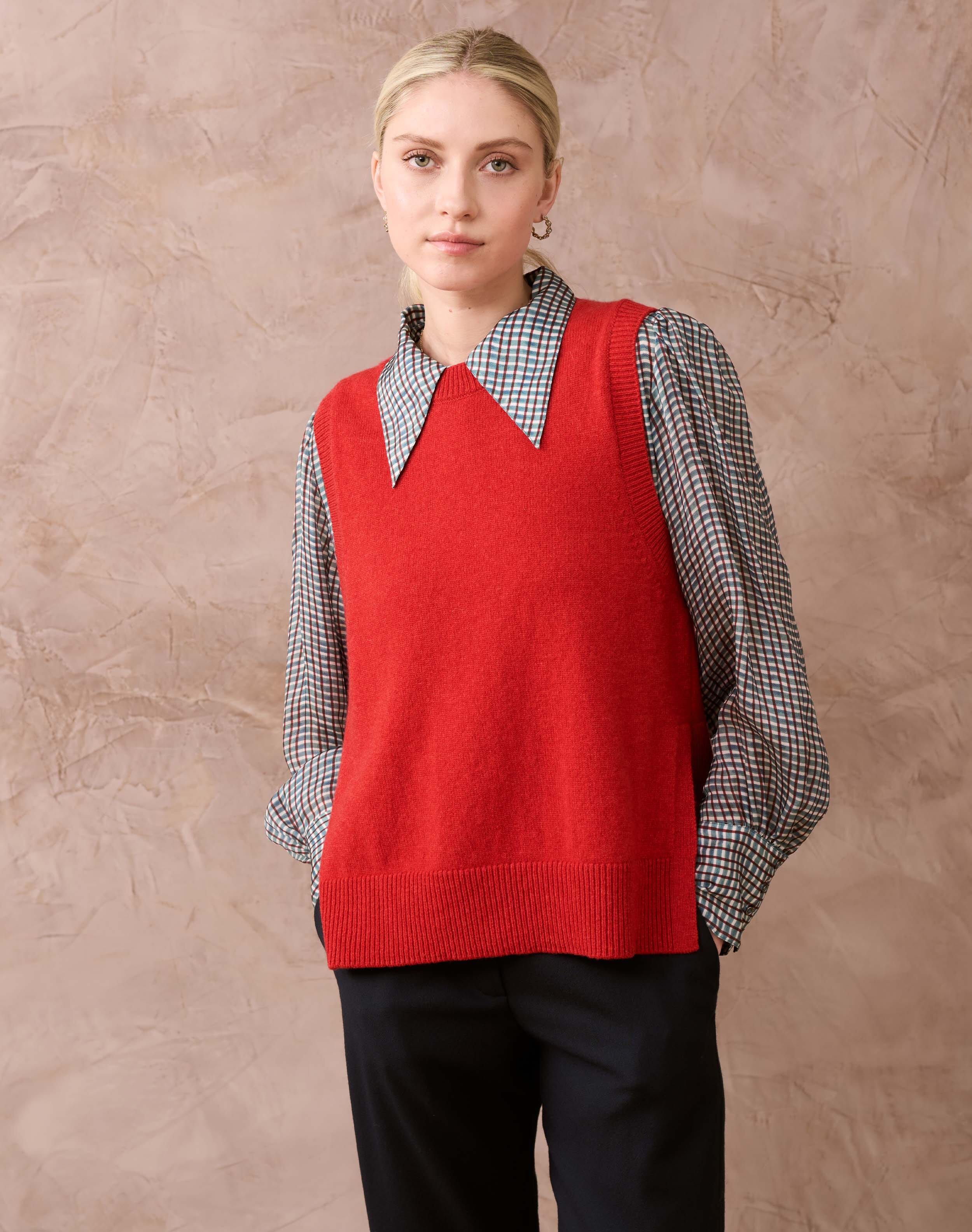 Green Wool Folk Tank | Women's Knitwear | Brora Fashion