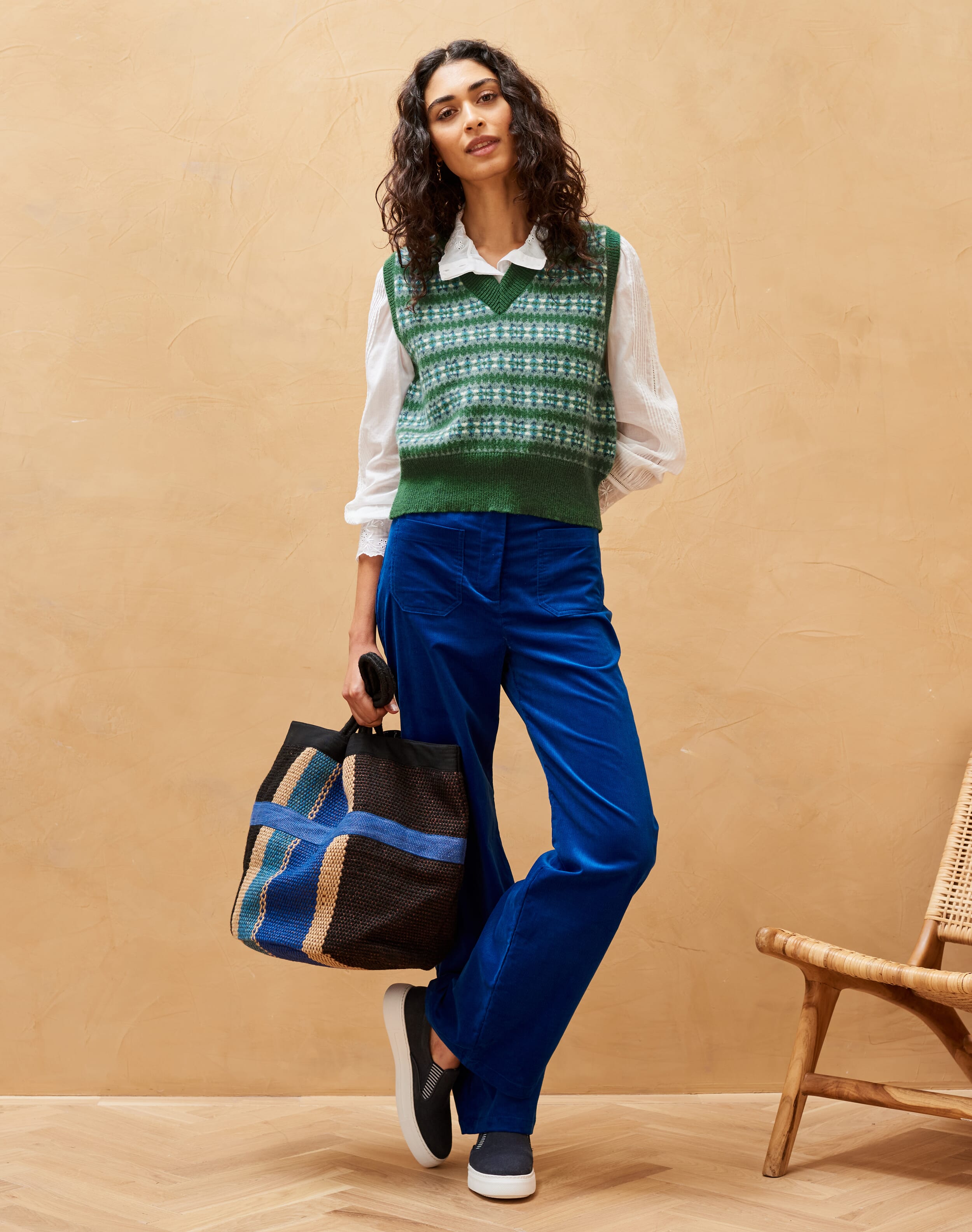 Green Merino Fair Isle Tank | Women's Tanks | Brora Fashion