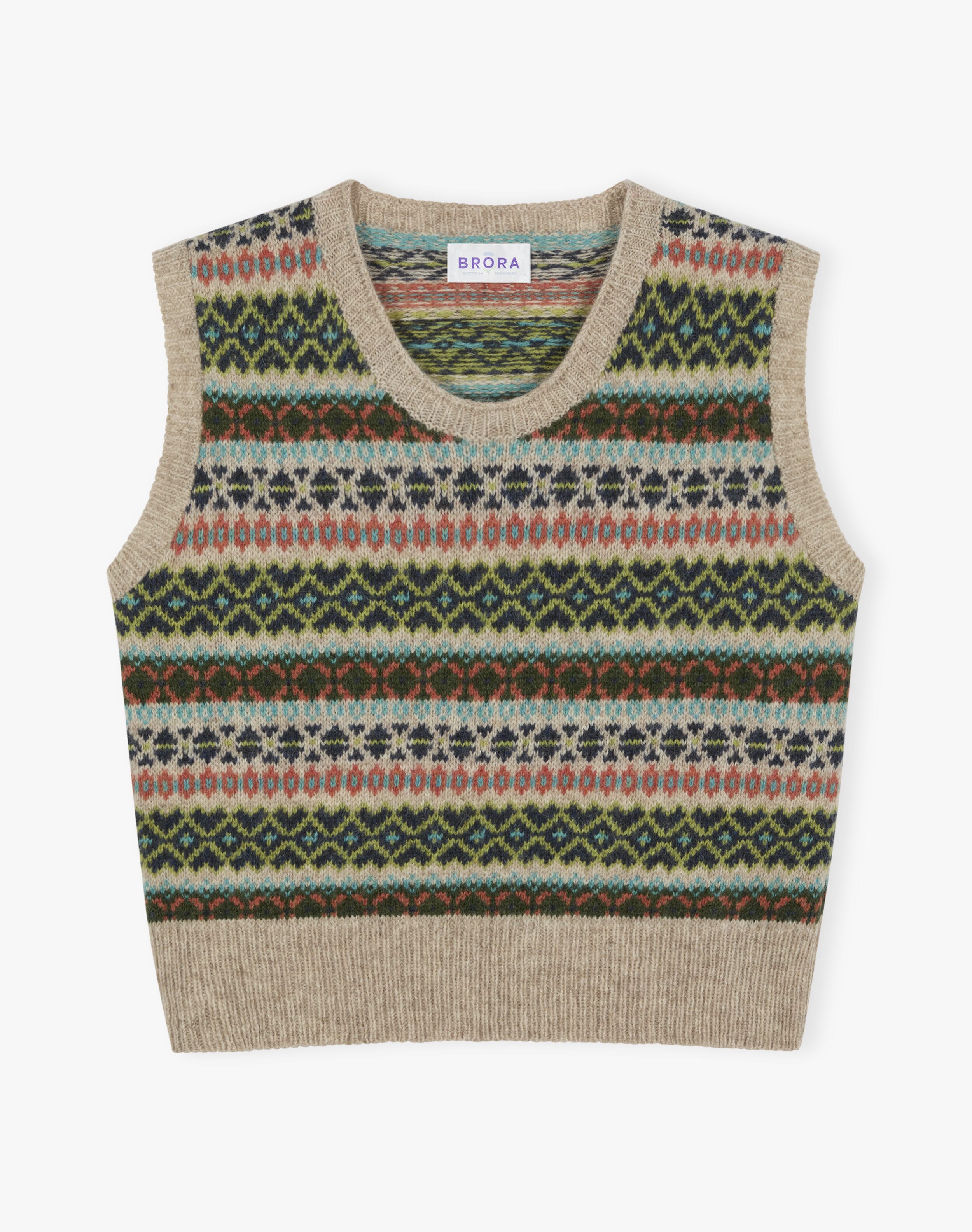 Wool Folk Fair Isle Tank in Oatmeal | Women's | Brora Fashion