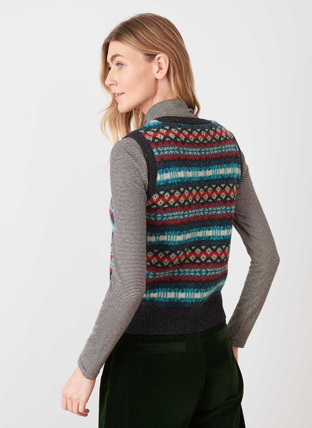 Oxford Grey Wool Fair Isle Tank | Women's Tanks & Vests | Brora