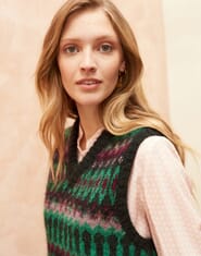 Mohair Fair Isle Tank In Pine Knitwear Brora