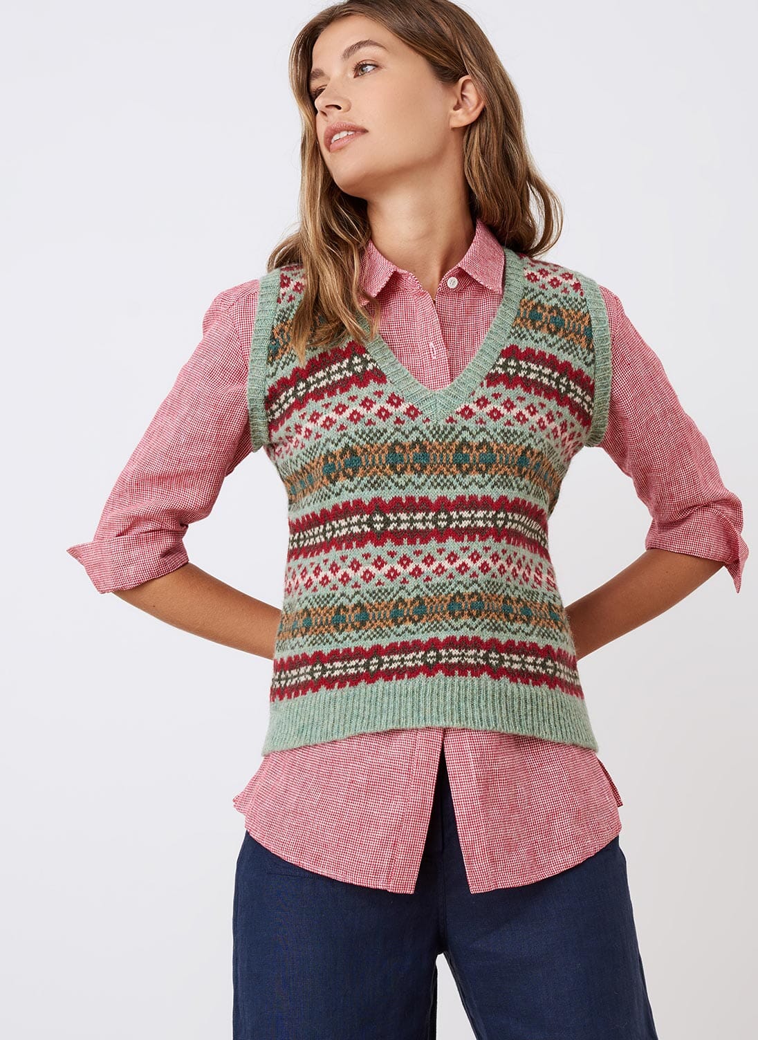 Sage Wool Fair Isle Tank | Women's Tanks & Vests | Brora