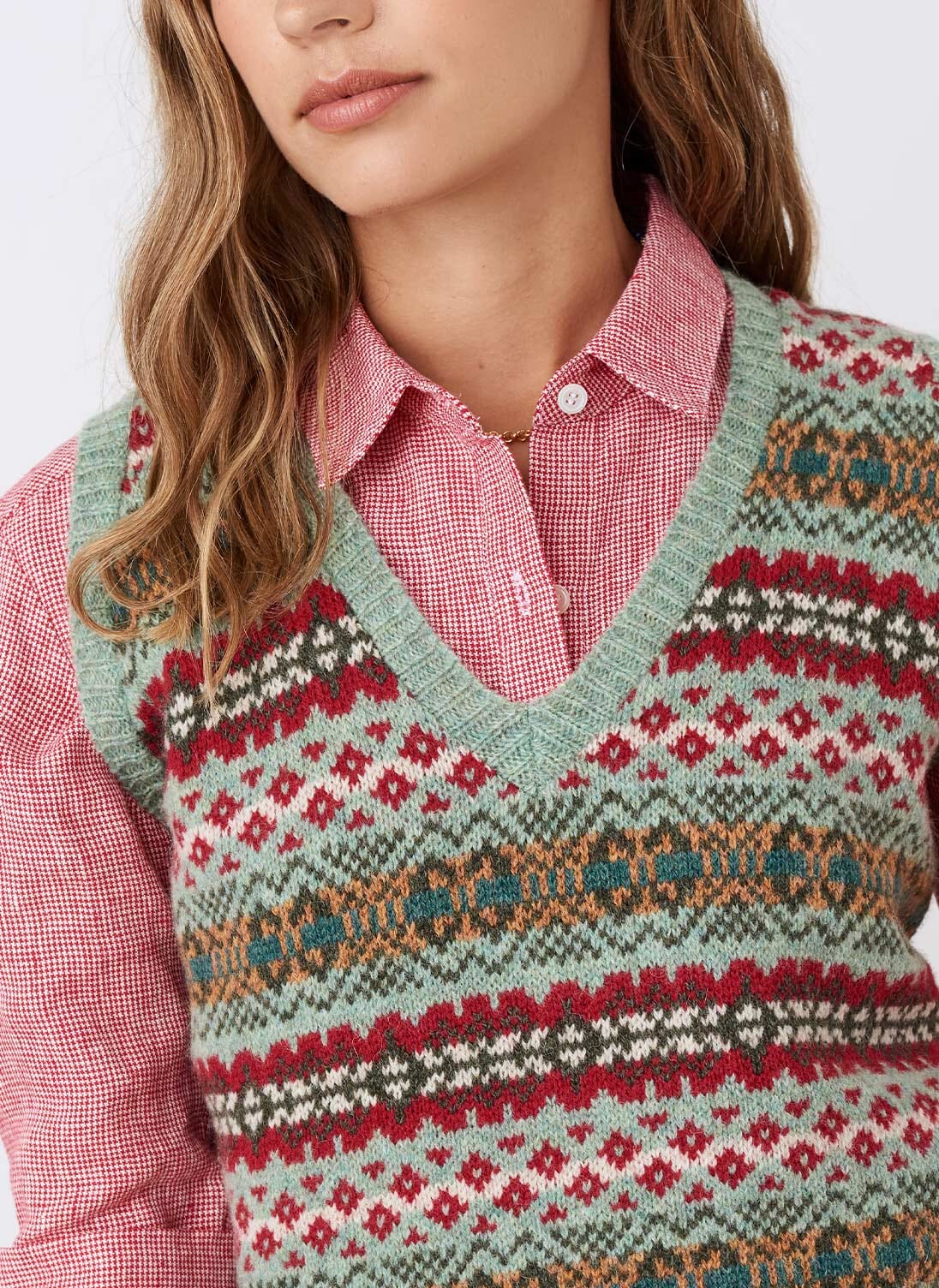 Sage Wool Fair Isle Tank | Women's Tanks & Vests | Brora