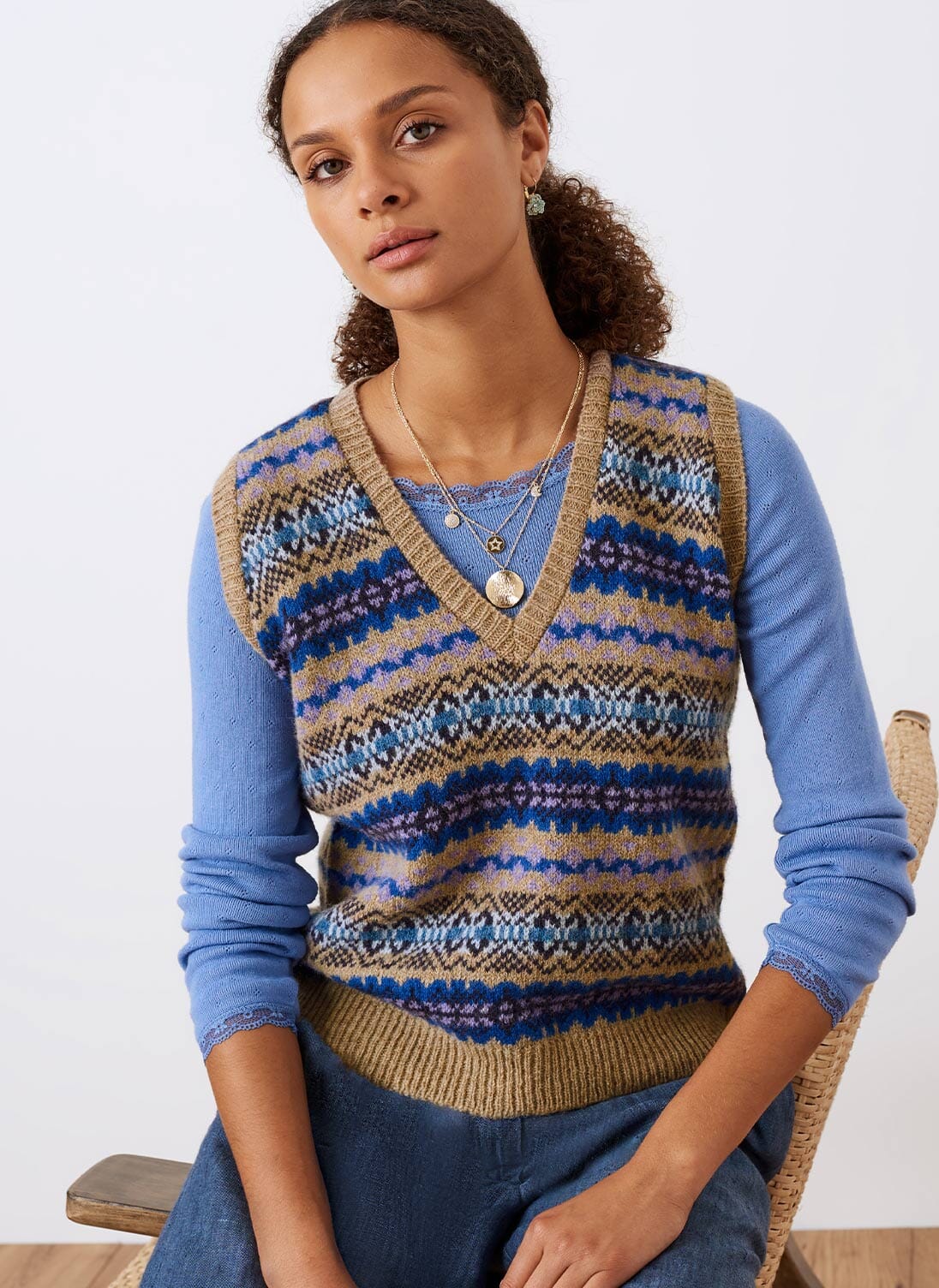 Oak Wool Fair Isle Tank | Women's Tanks & Vests | Brora