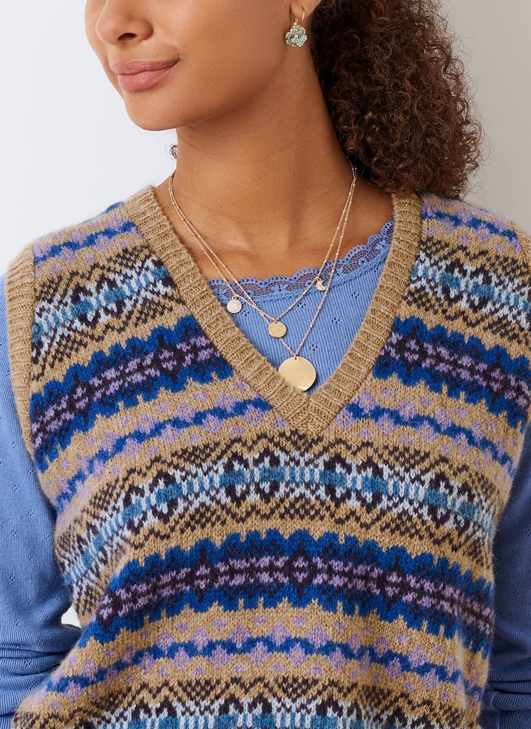 Oak Wool Fair Isle Tank | Women's Tanks & Vests | Brora