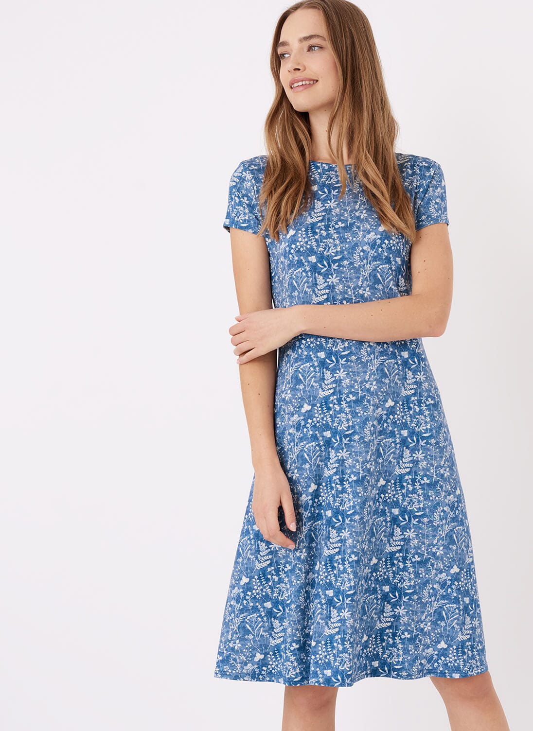 Liberty Print Jersey Dress | Jersey Dresses | Brora UK