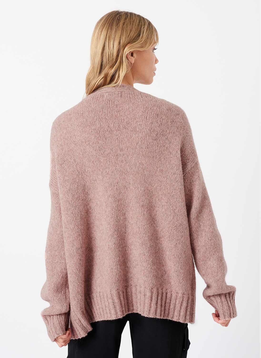 Dusty Pink Alpaca Slouchy Cardigan | Cashmere Jumpers & Cardigans | Brora