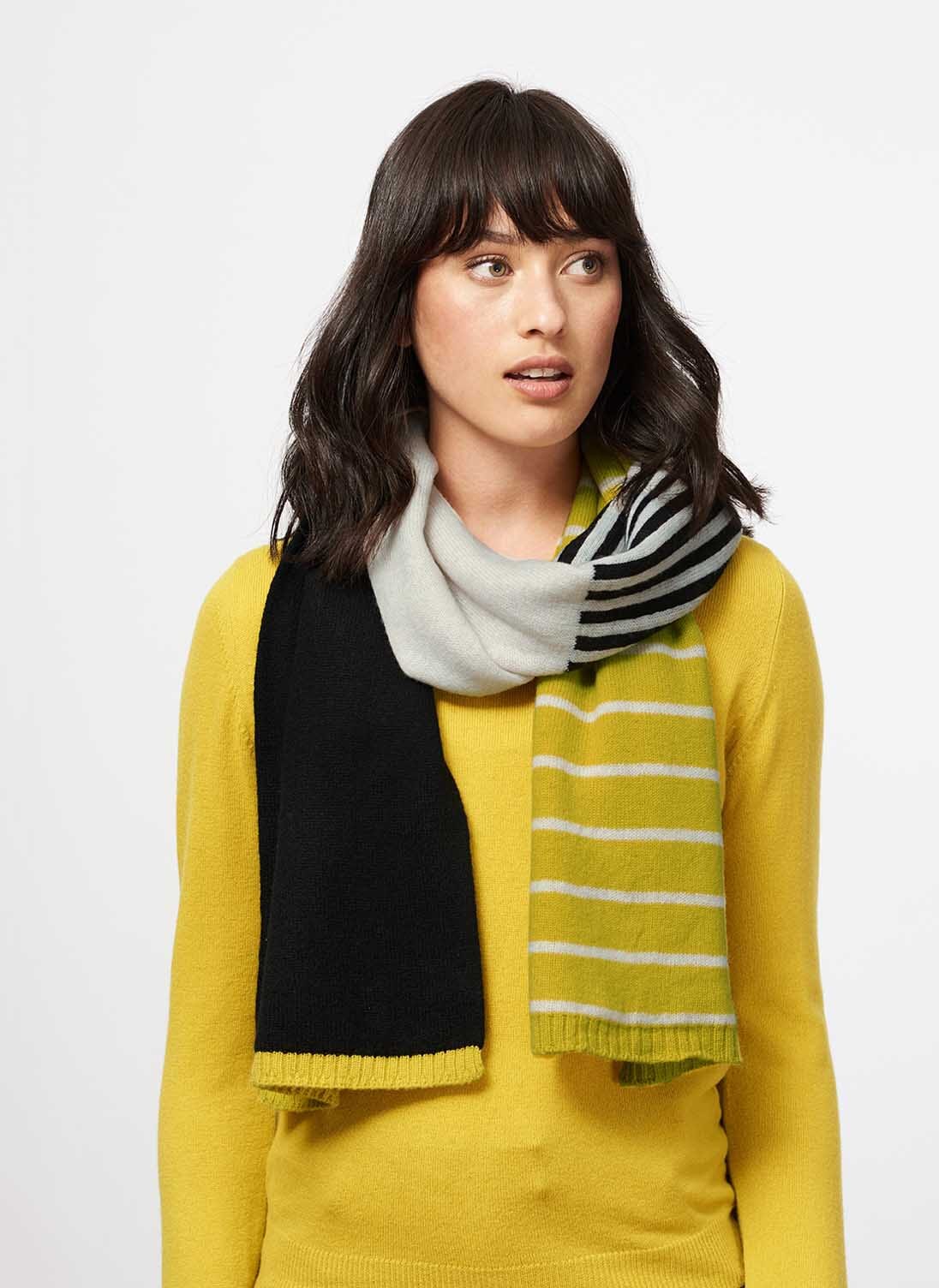 Black & Swan Cashmere Block Stripe Scarf | Brora