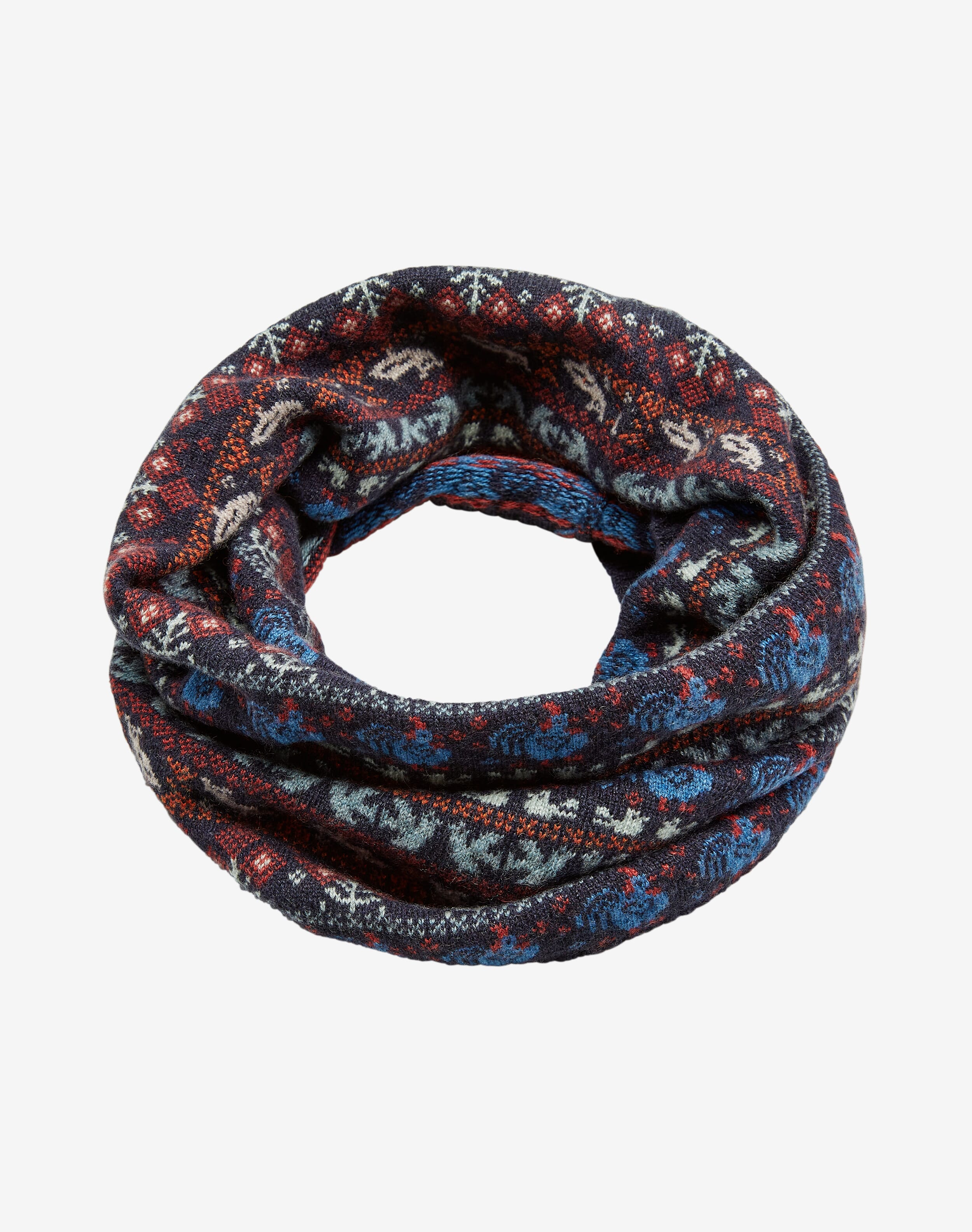 Navy Cashmere Fair Isle Snood | Accessories | Brora Fashion