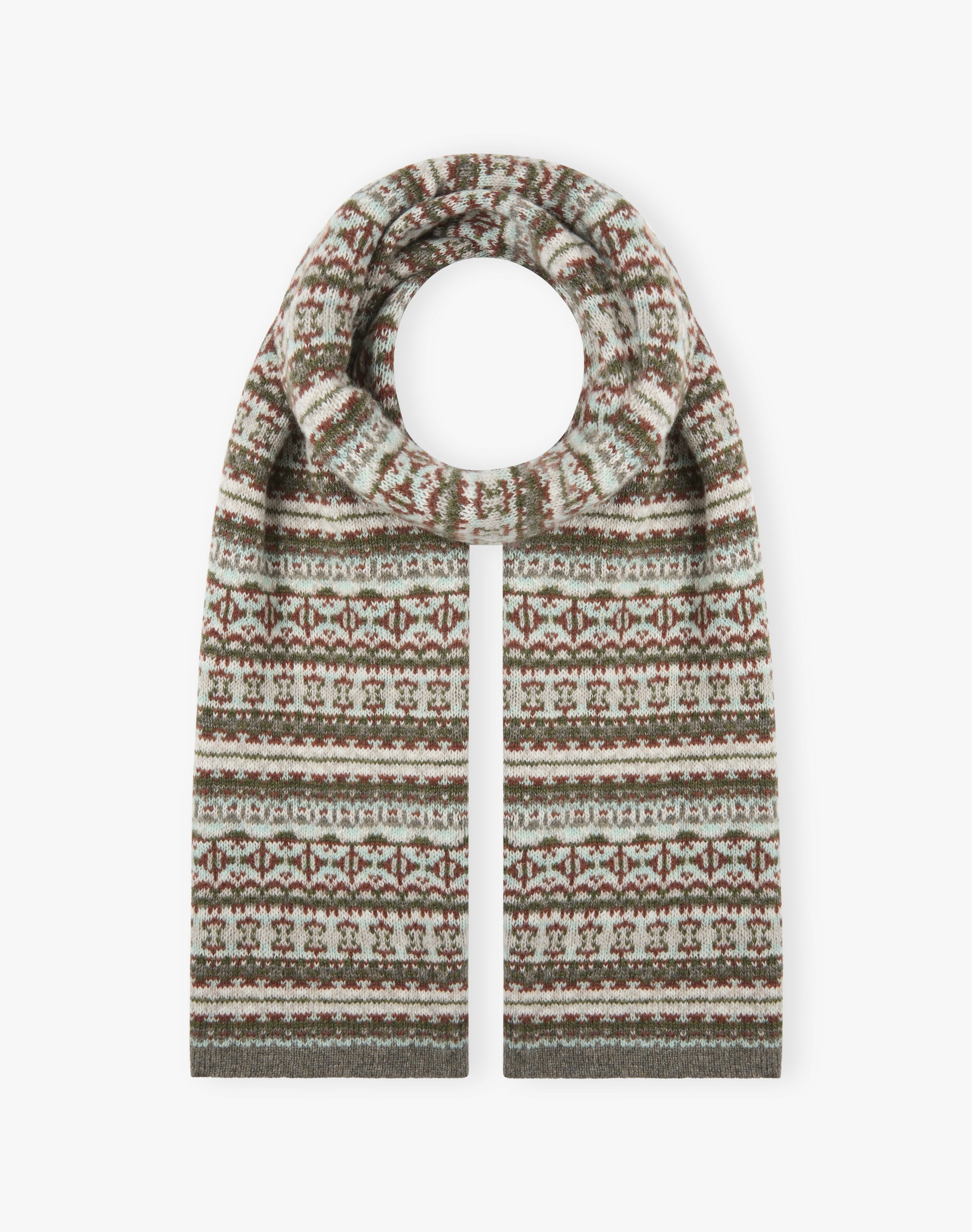 Cashmere Folk Scarf | Mushroom | Brora Clearance