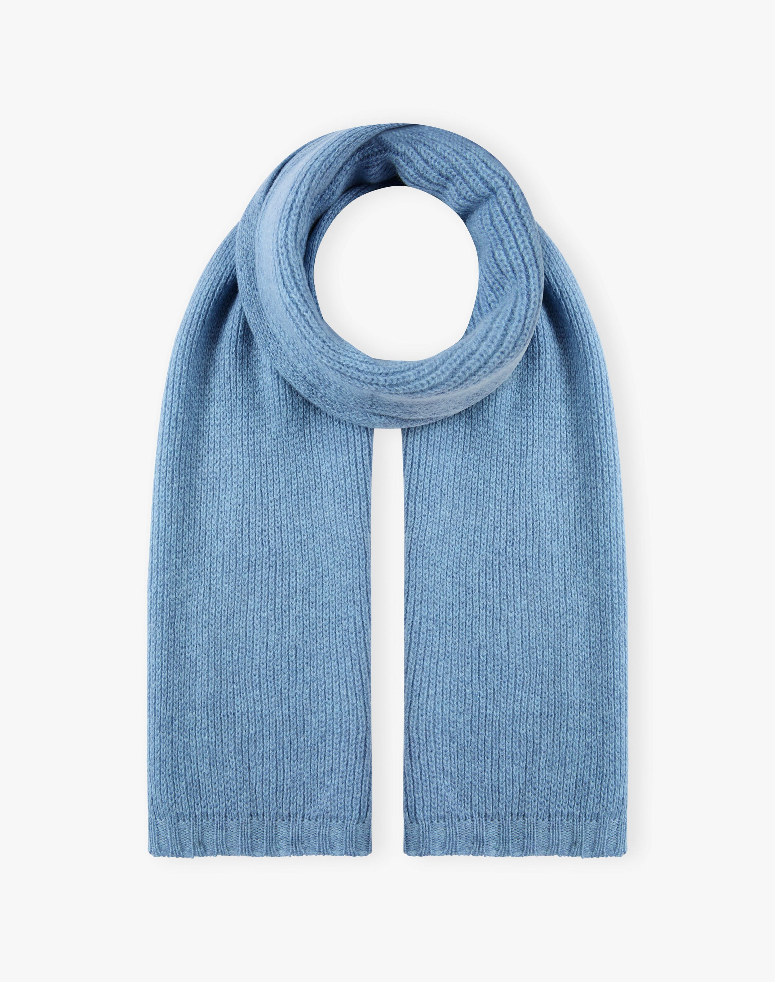 Scottish Cashmere Knitted Scarf in Wedgewood | Accessories