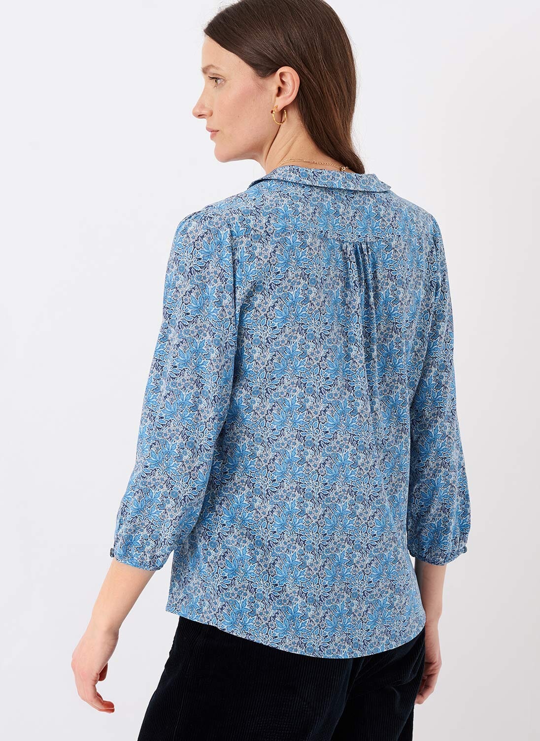Women's Lapis Botanic Liberty Print Silk Blouse | Brora