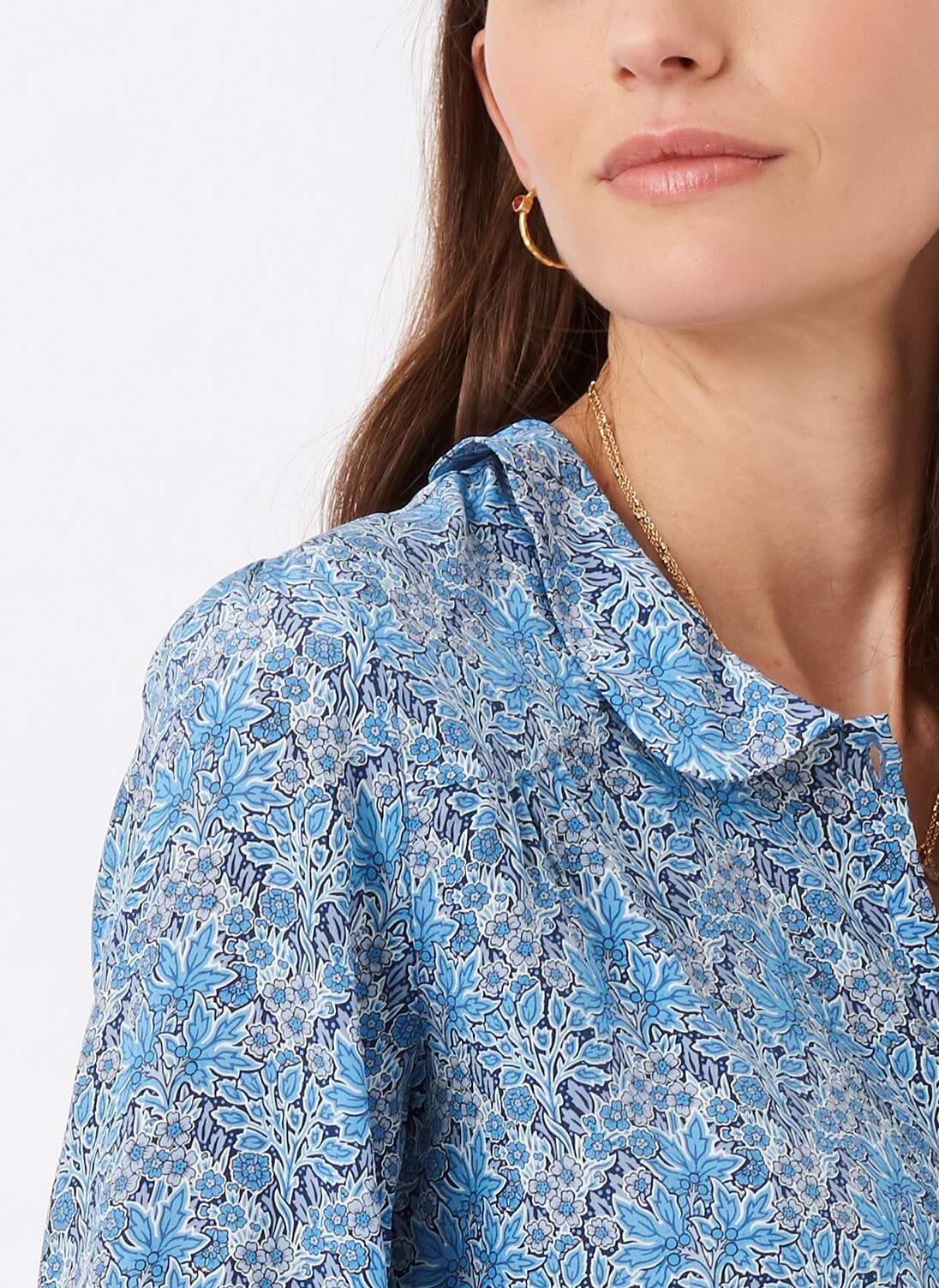 Women's Lapis Botanic Liberty Print Silk Blouse | Brora