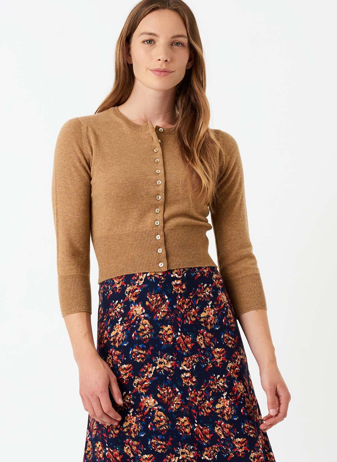 Sand Cashmere Cropped Cardigan | Women's Cardigans | Brora