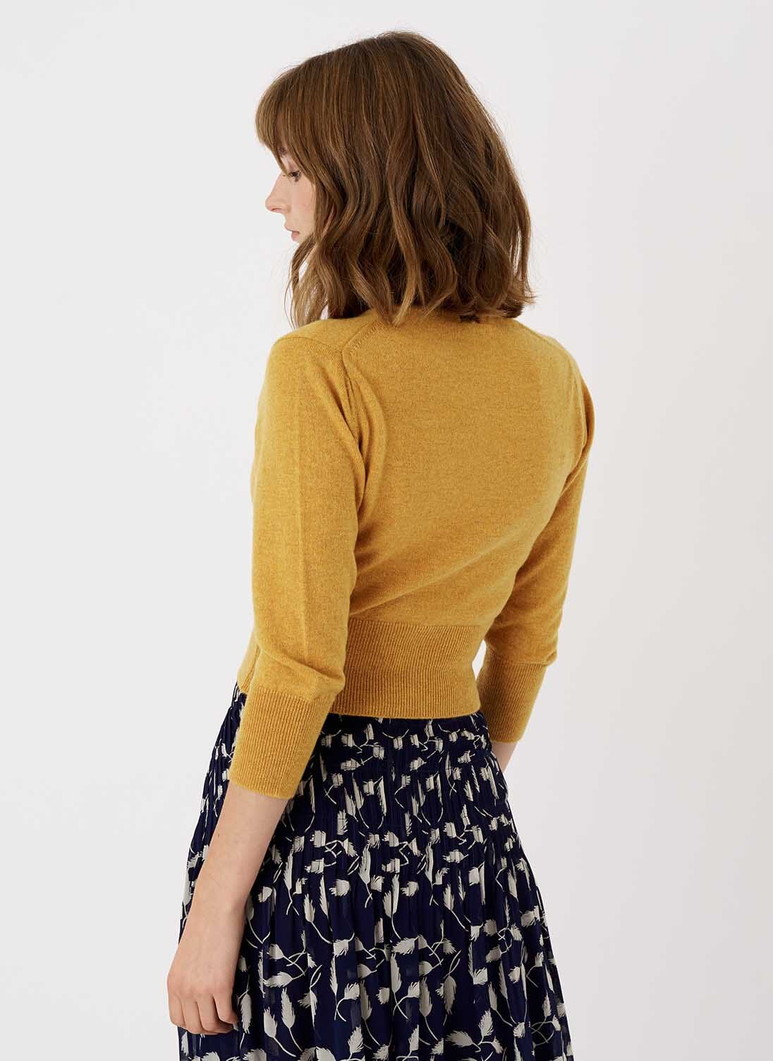 Ochre Women's Cashmere Cropped Cardigan | Brora UK