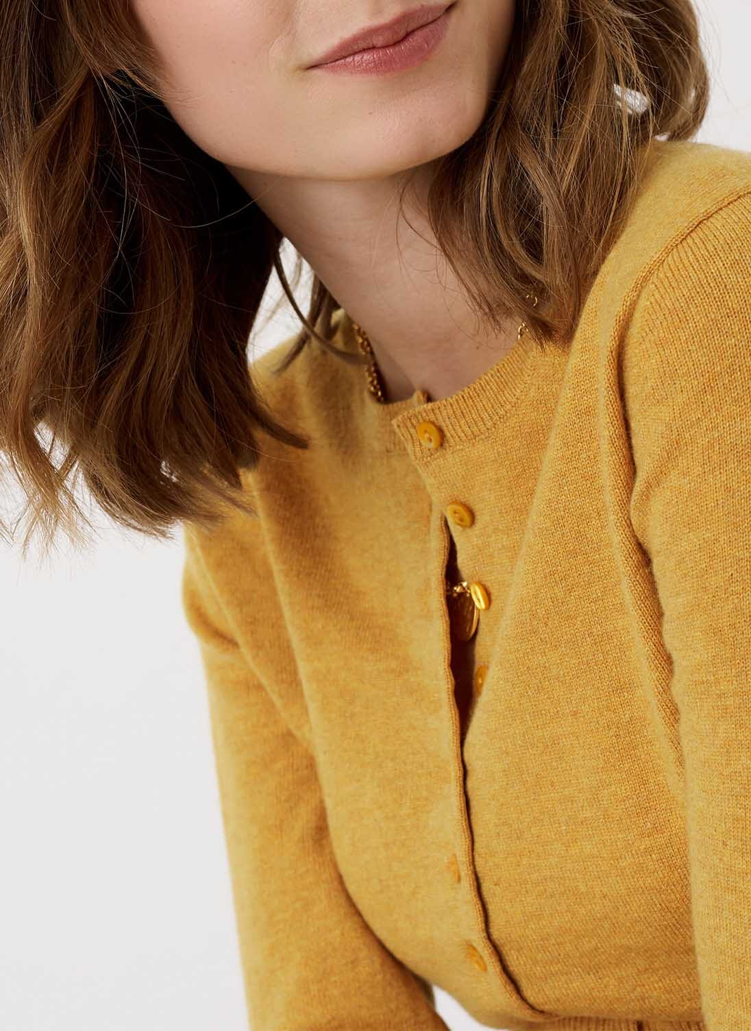 Ochre Women's Cashmere Cropped Cardigan | Brora UK