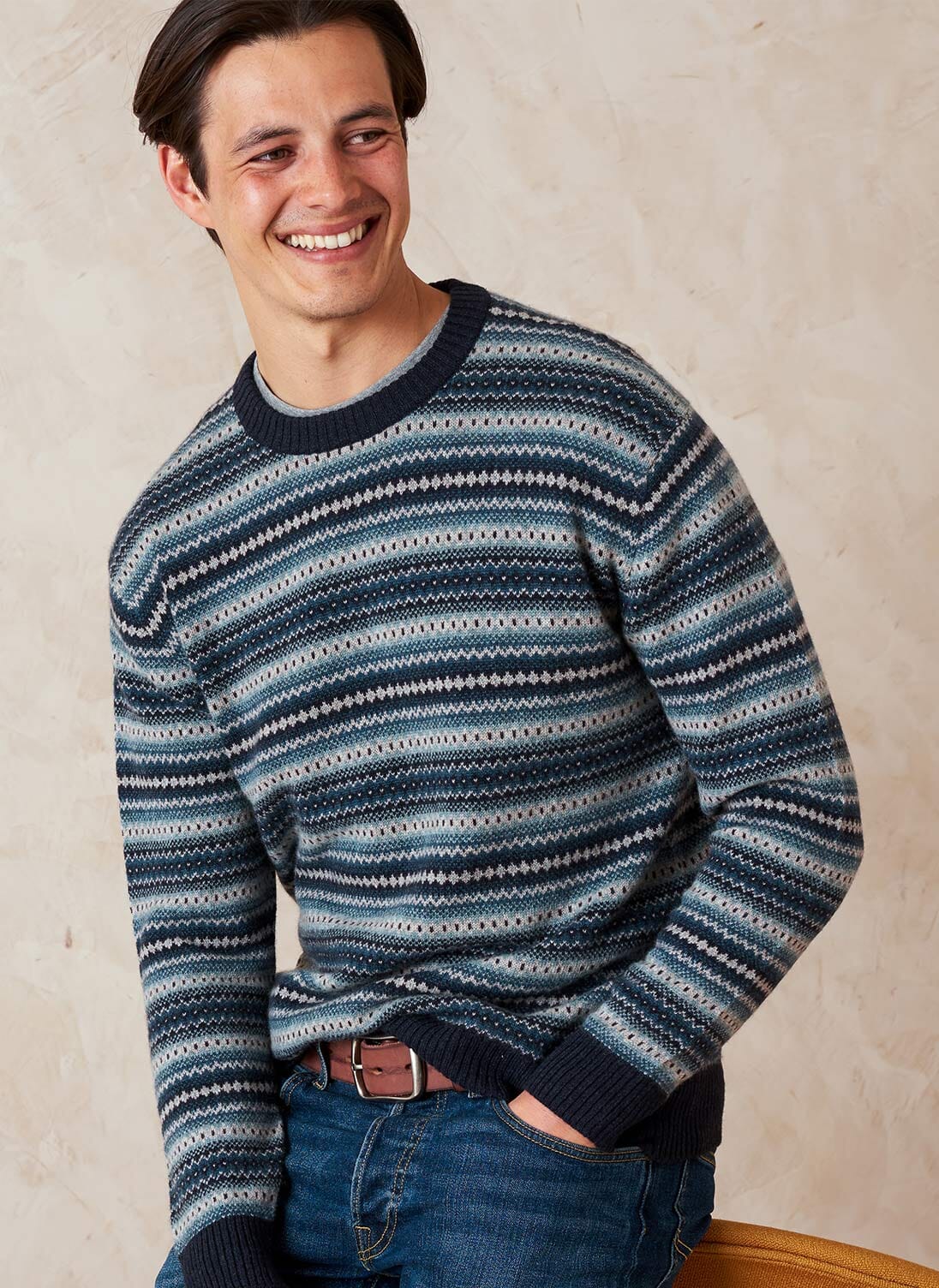 Midnight Cashmere Fair Isle Jumper | Men's Cashmere | Brora