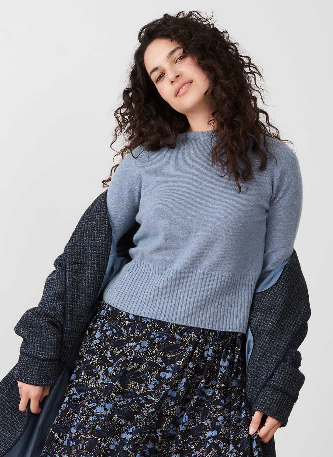 Periwinkle Cashmere Boxy Jumper | Women's Cashmere Jumpers | Brora
