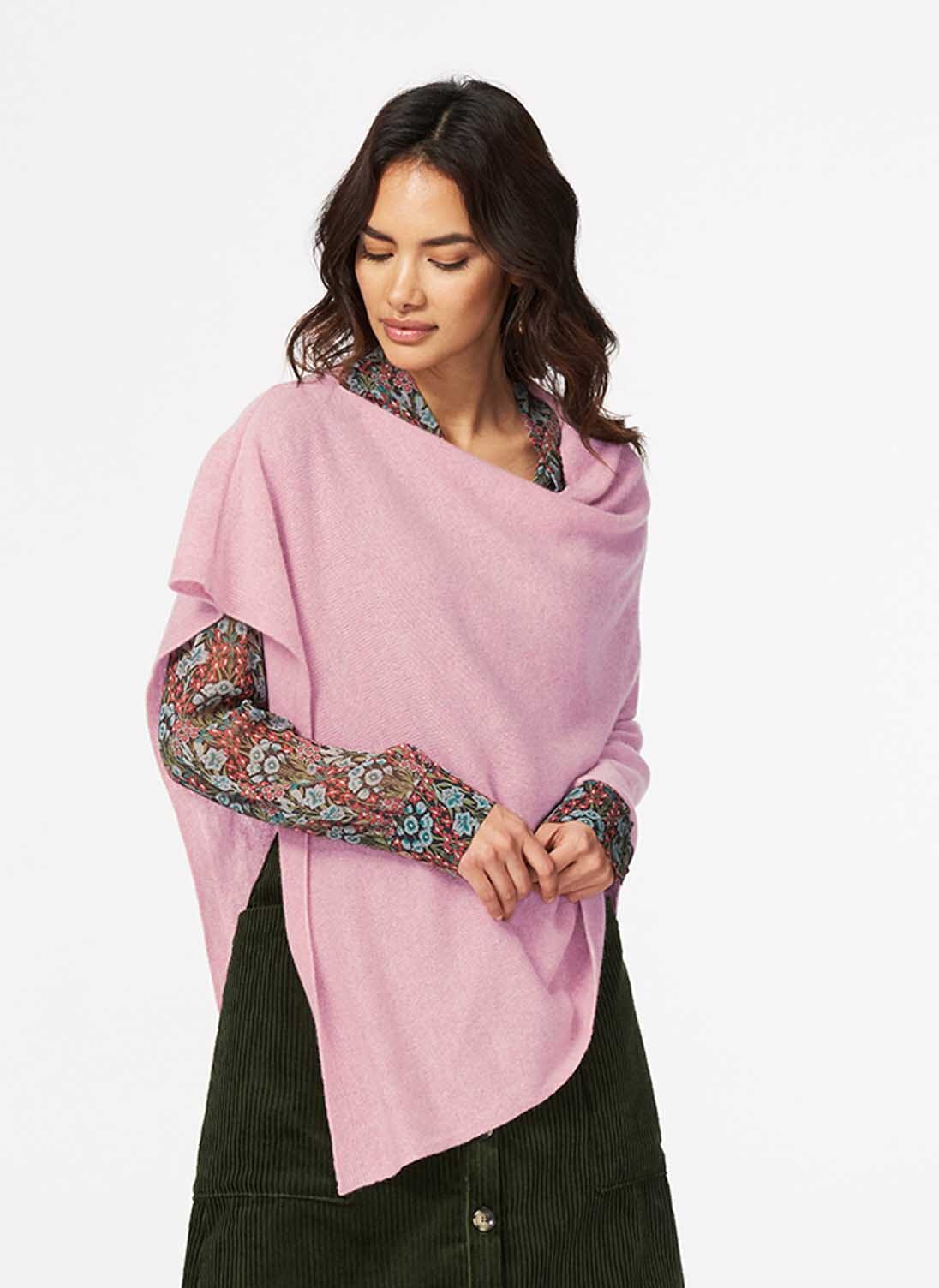 Wild Rose Cashmere Gauzy Knit Poncho | Ponchos & Capes | Brora