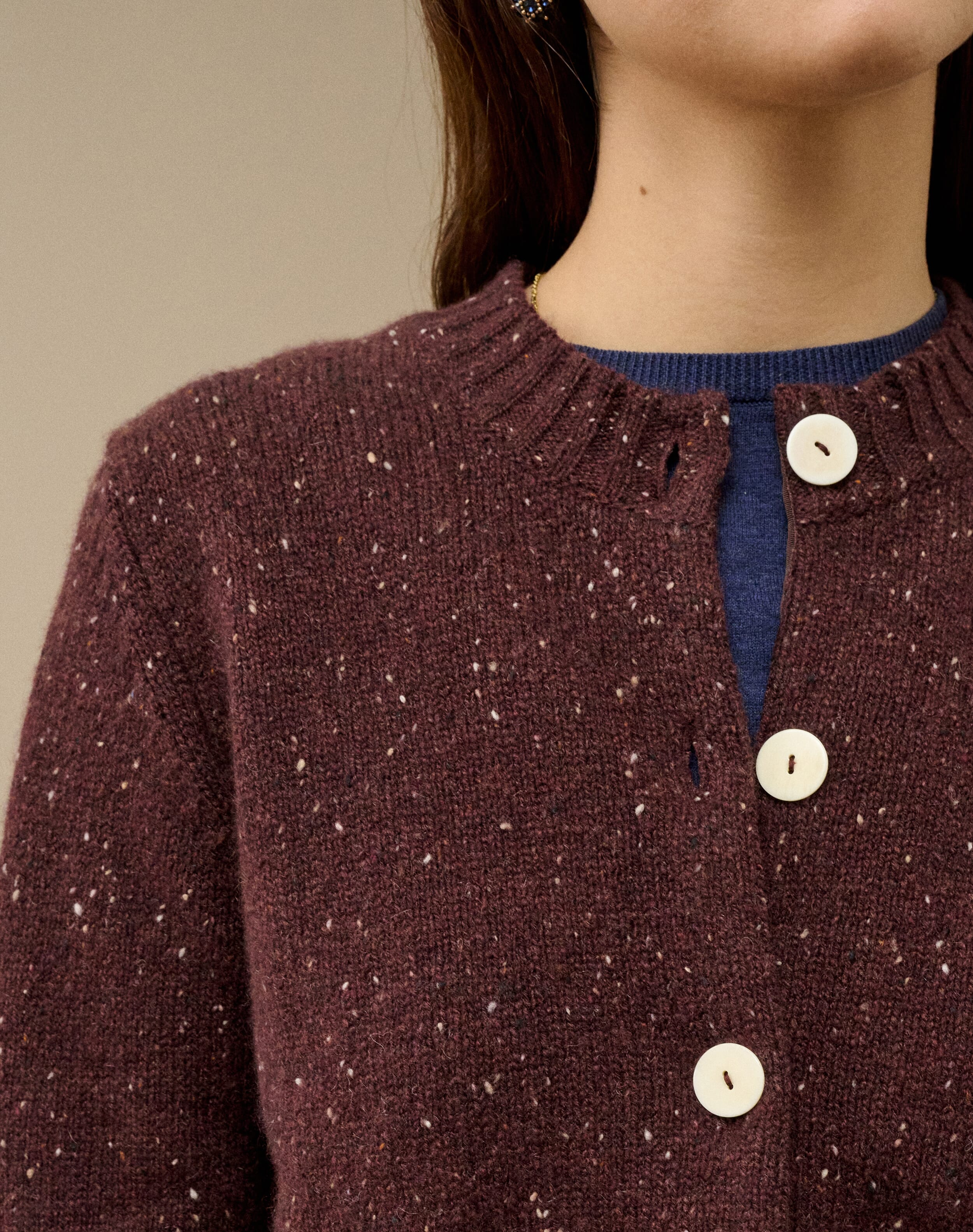 Scottish Cashmere Donegal Cardigan in Malt | Brora Fashion