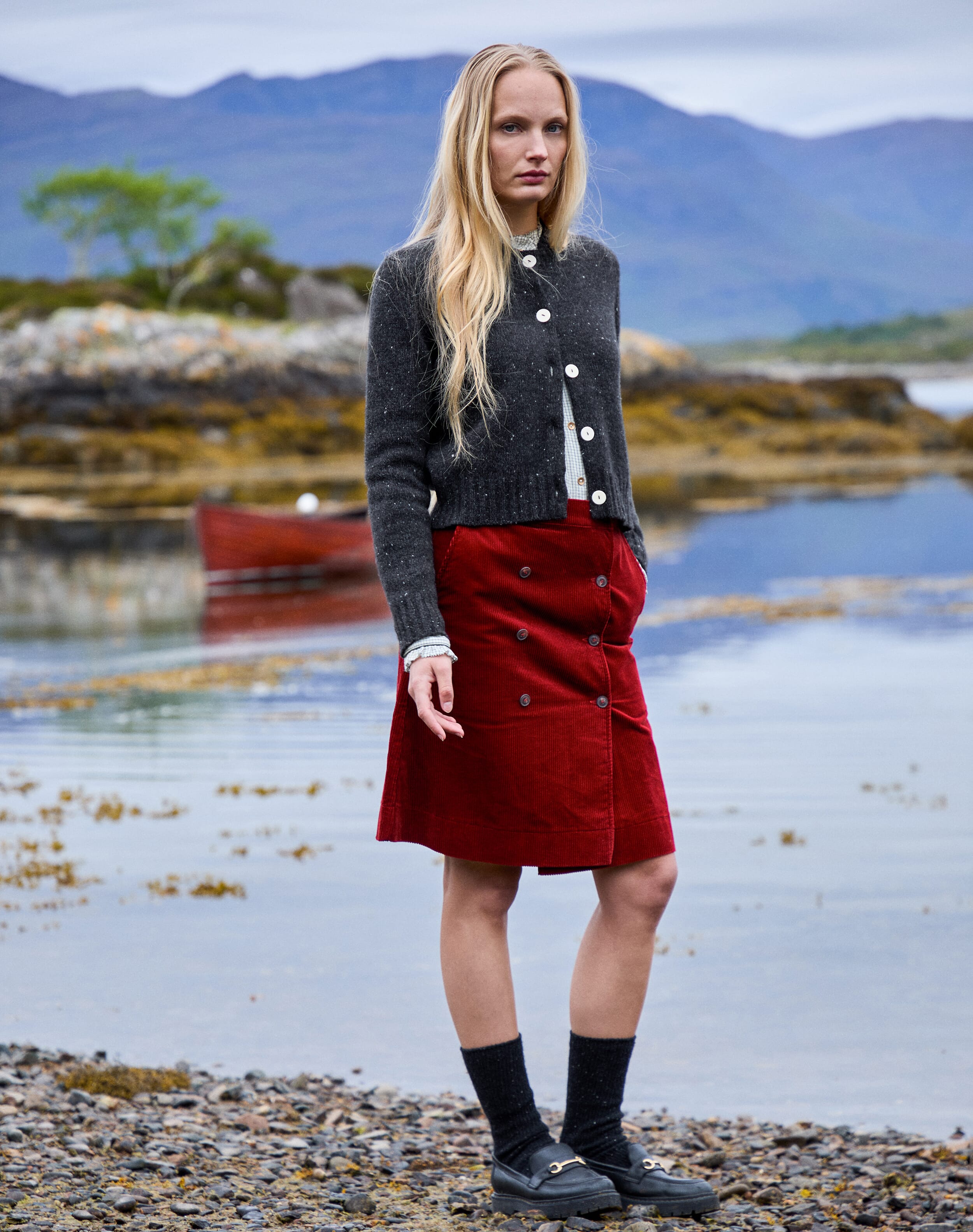 Cashmere Donegal Cardigan in Charcoal | Brora