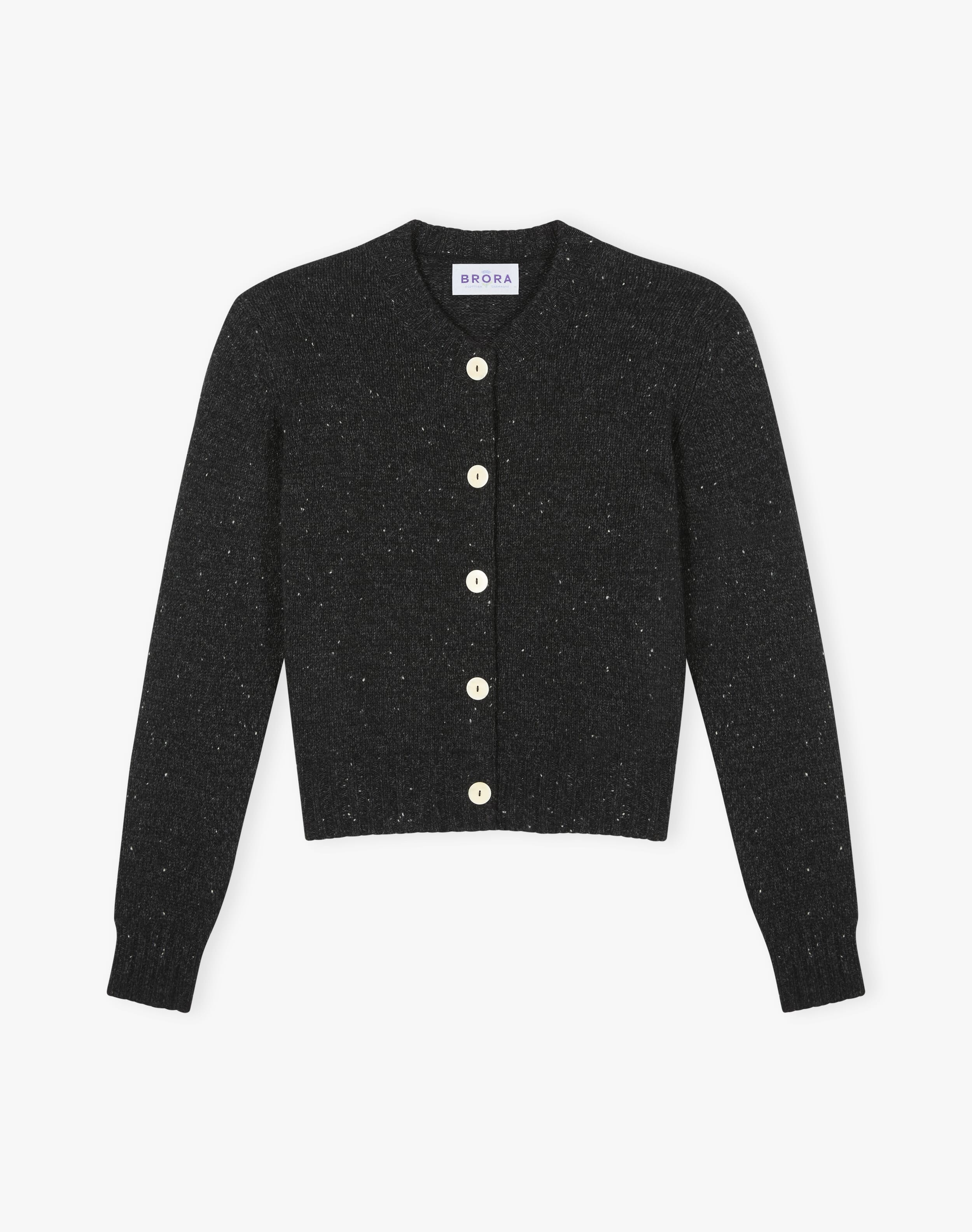 Cashmere Donegal Cardigan in Charcoal | Brora