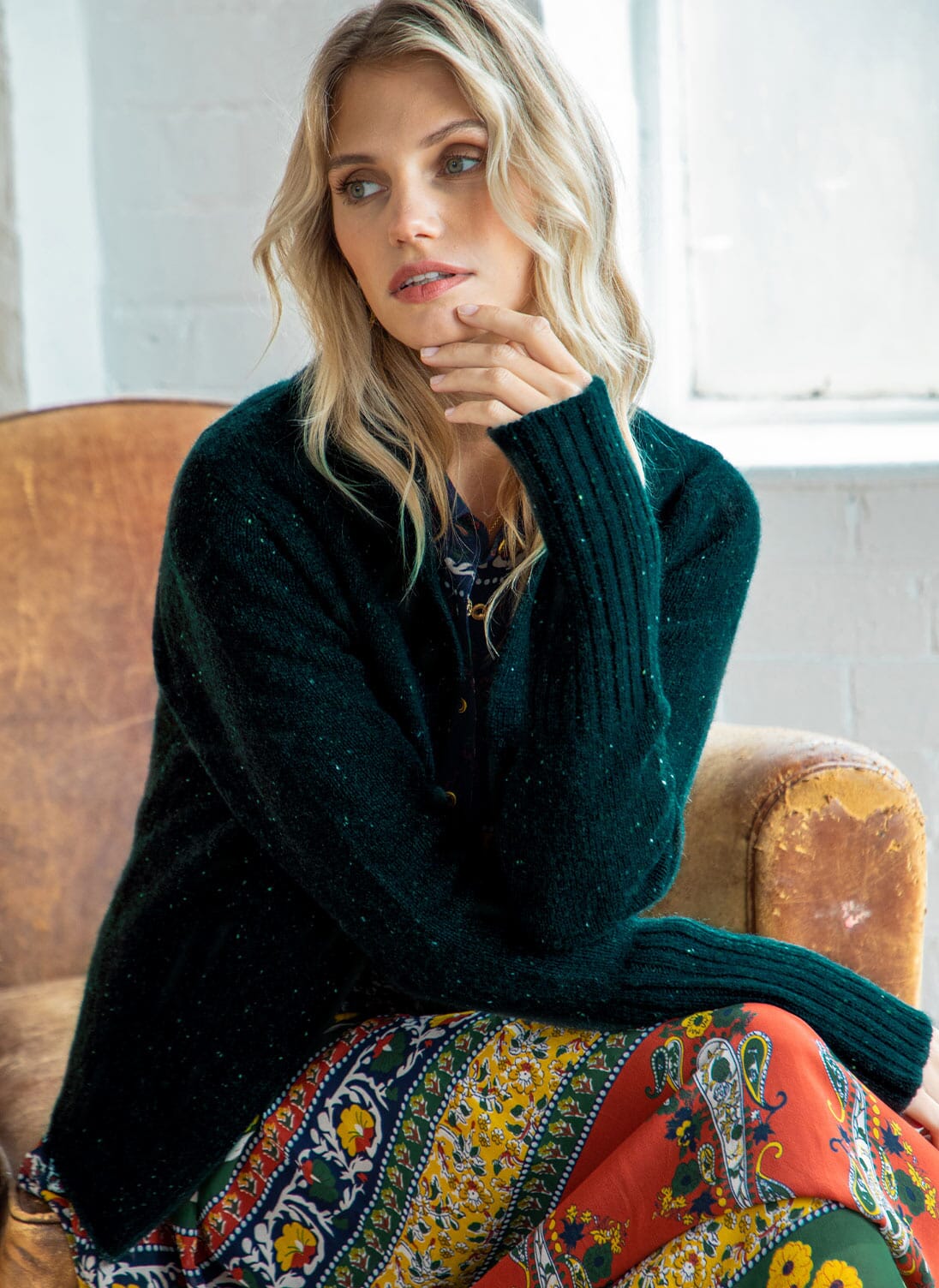 Pine Cashmere Donegal Jacket | Women's Cardigans | Brora