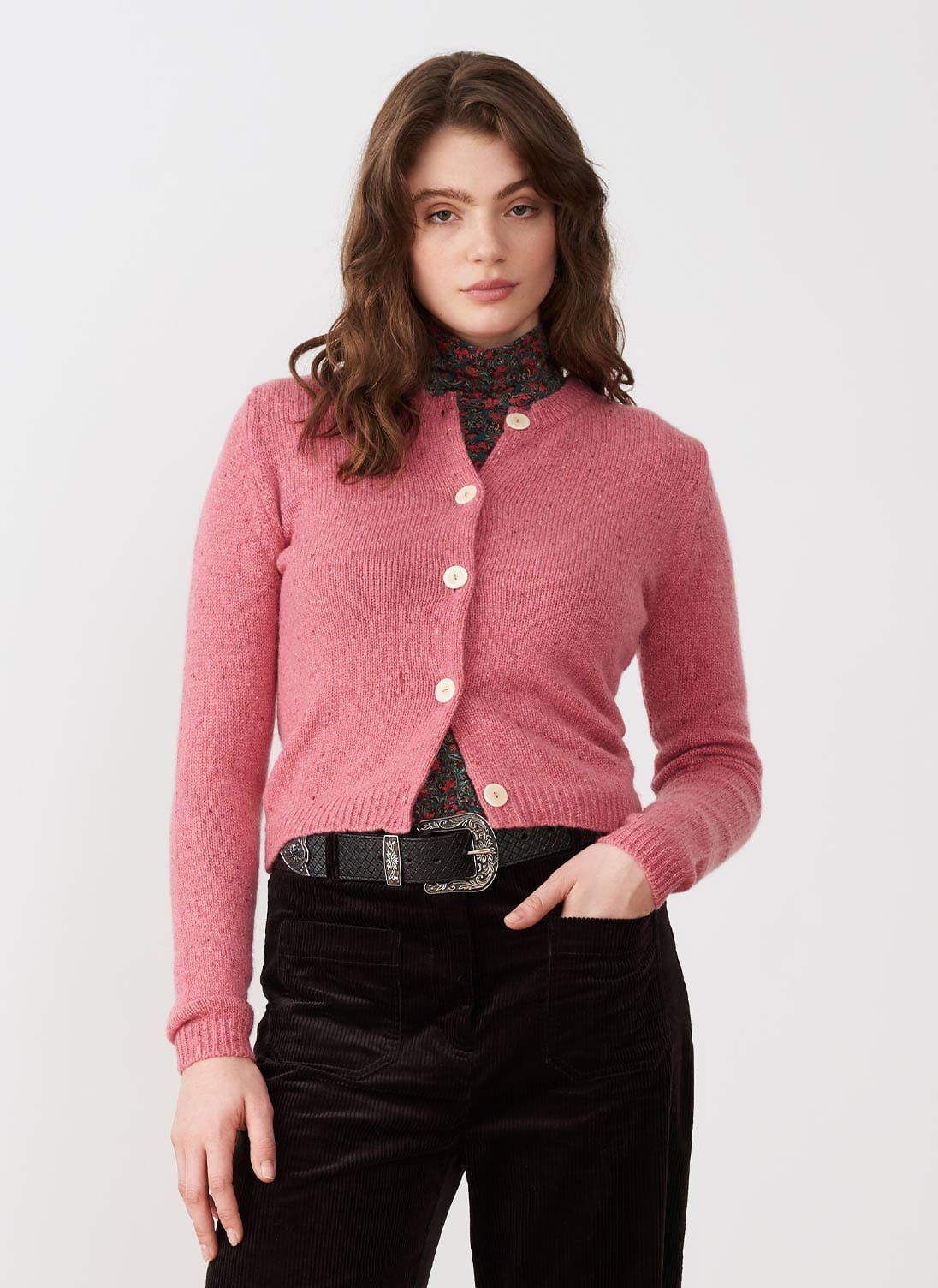 Cashmere Donegal Cardigan in Old Rose | Women's Cardigans | Brora
