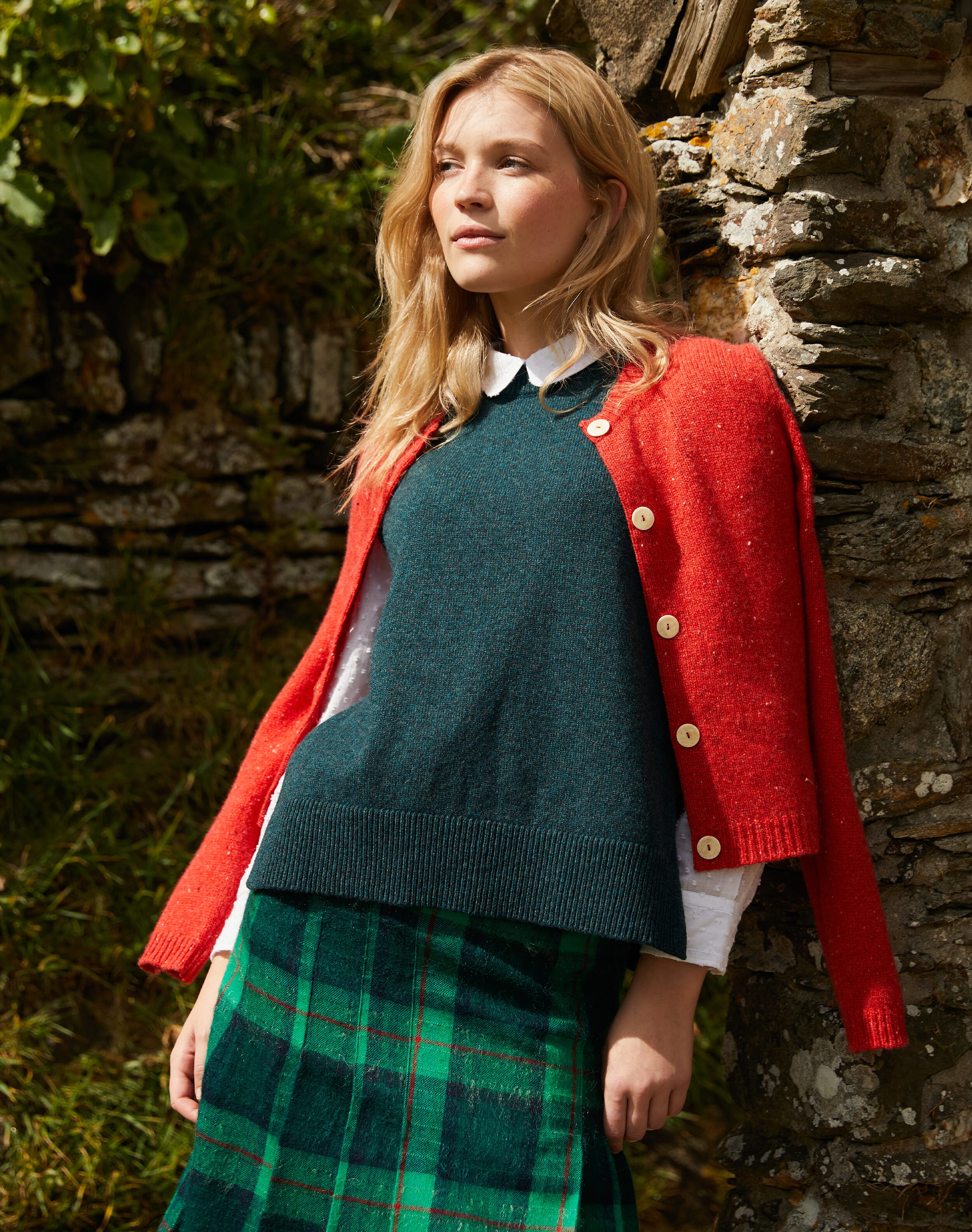 Red Cashmere Donegal Cardigan | Women's Knitwear | Brora Sale